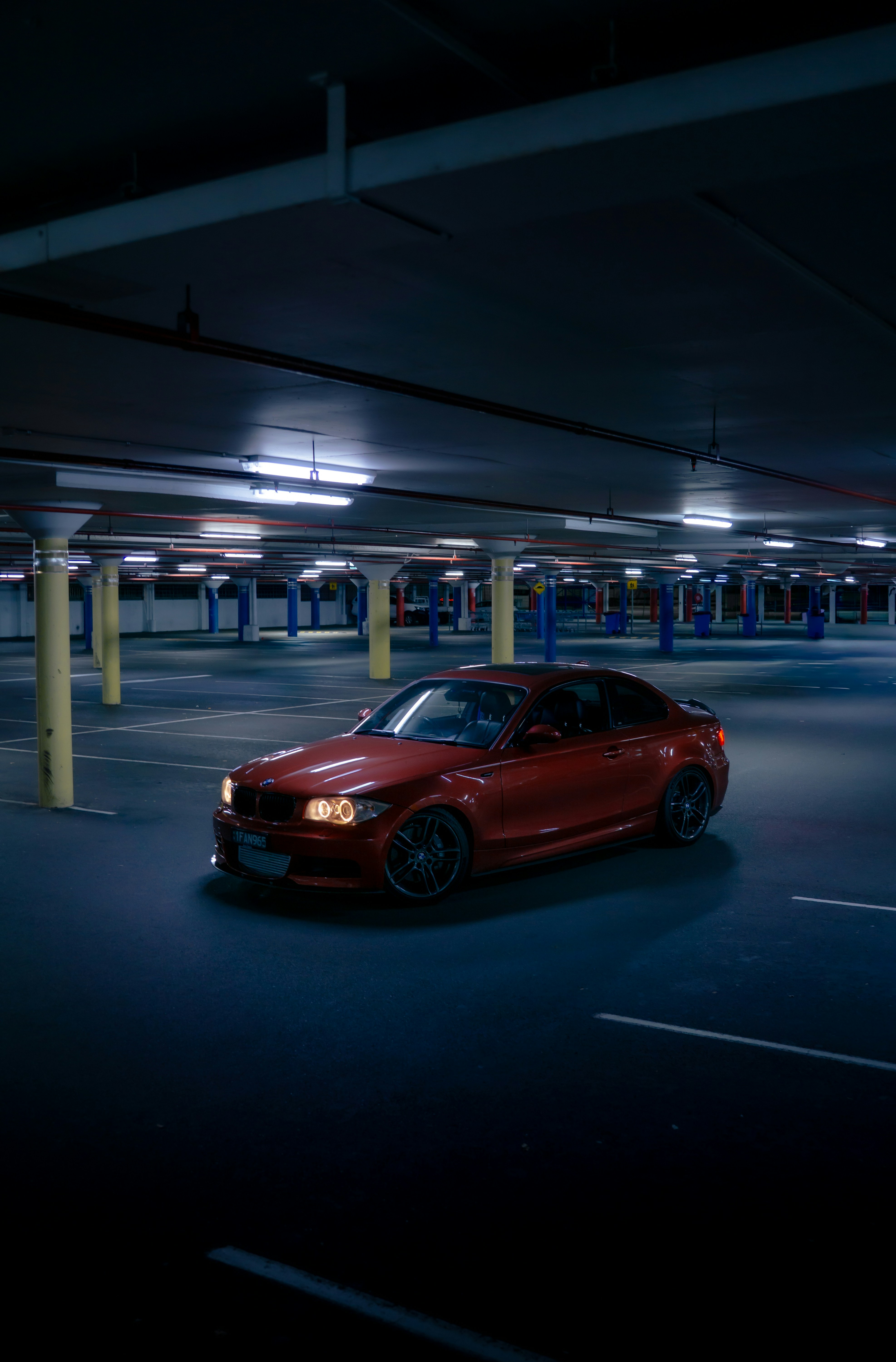Red Brilliance in an Silent Parking Garage