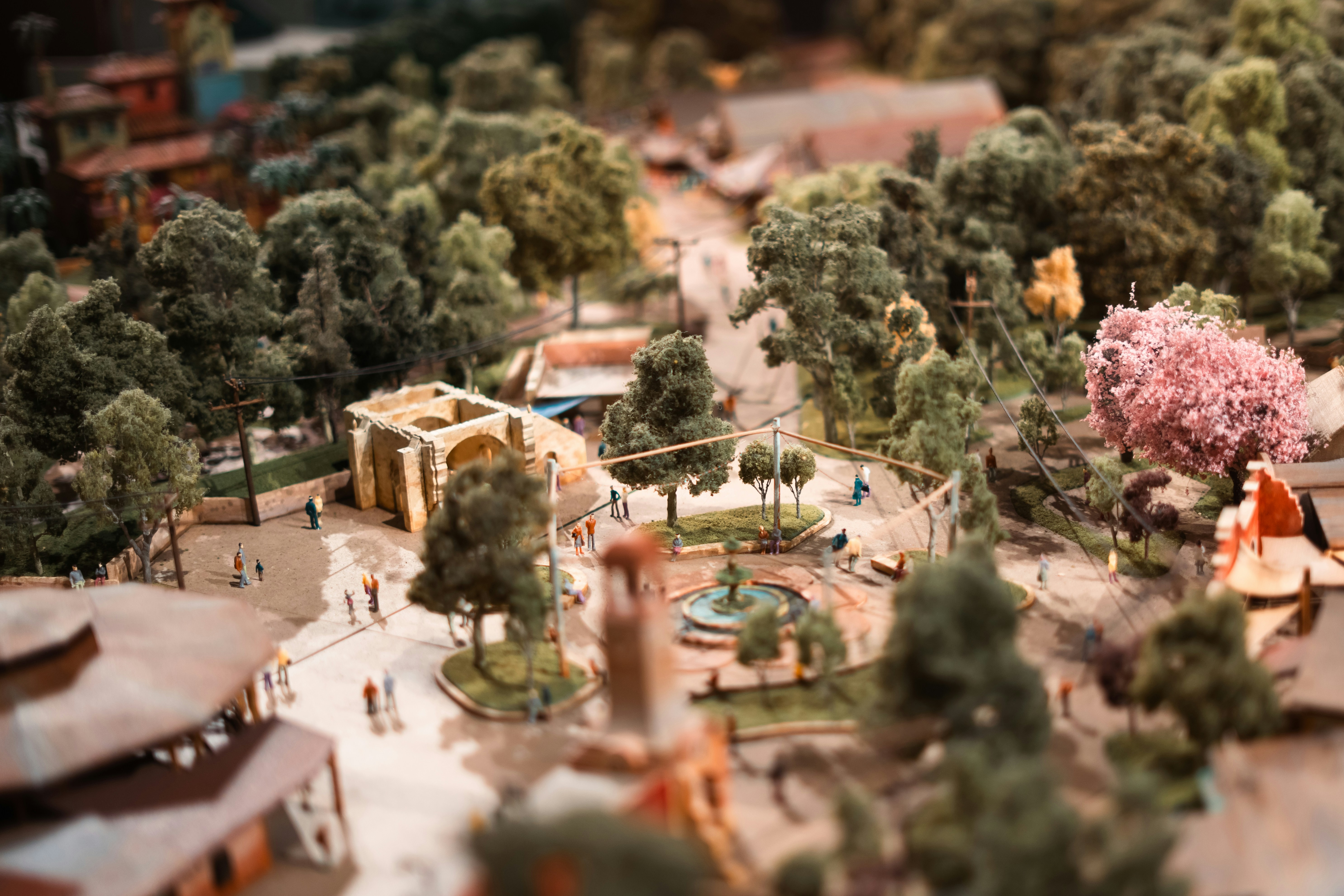 Miniature Oasis: A Tilt-Shift Scene of a Sunny Park