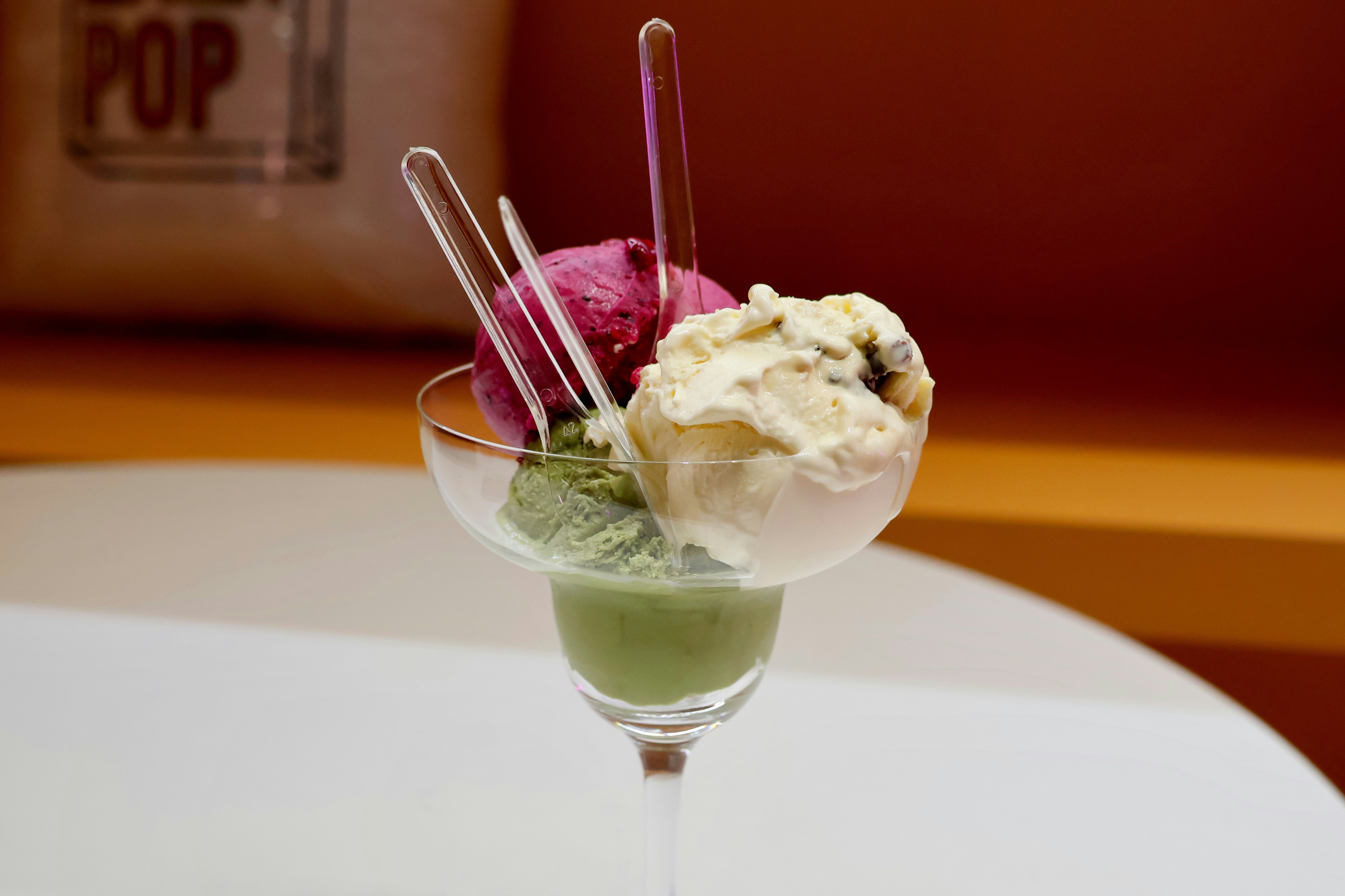Triple Scoop Elegance in a Martini Glass