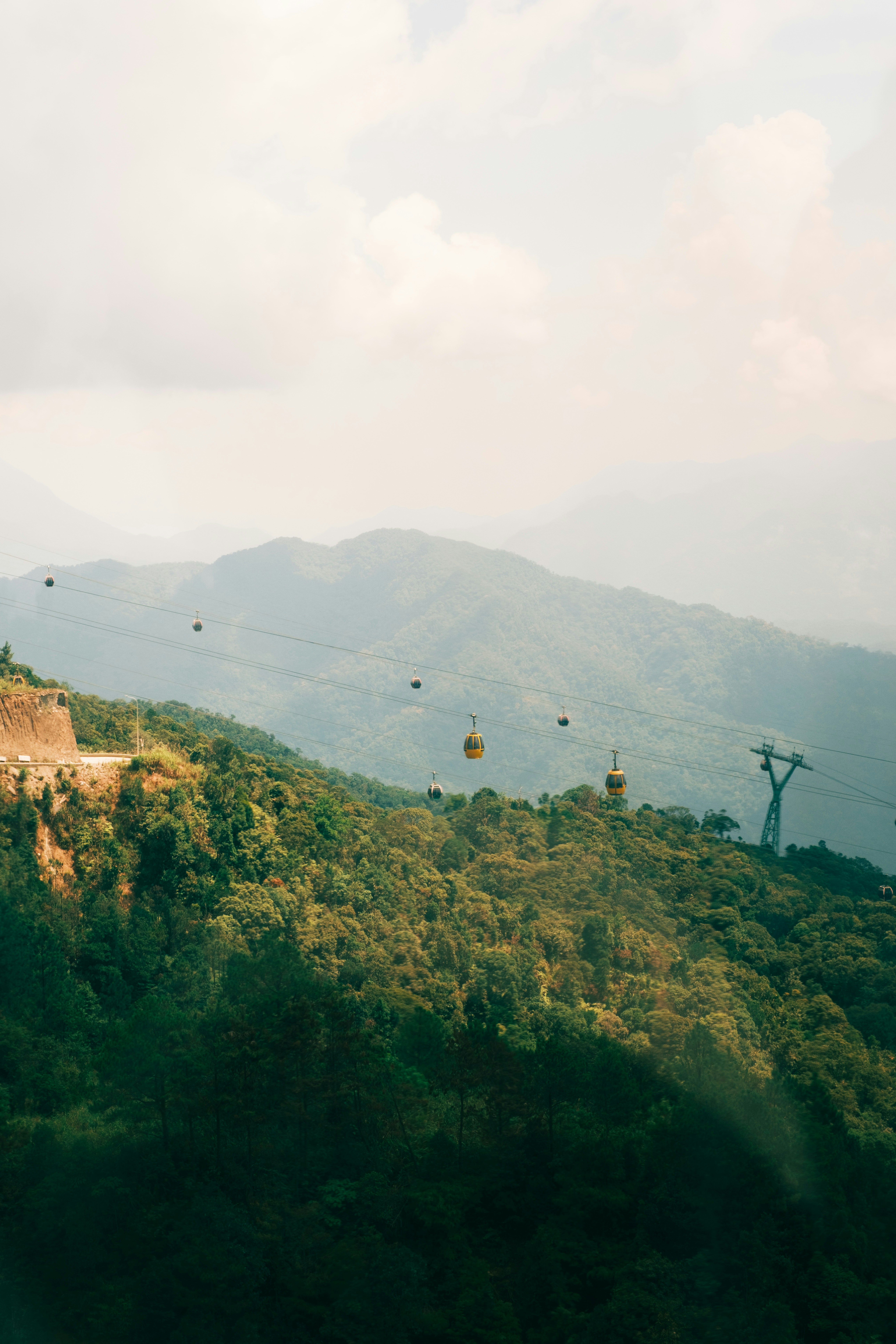Cable Car Over Cloudy Ridge