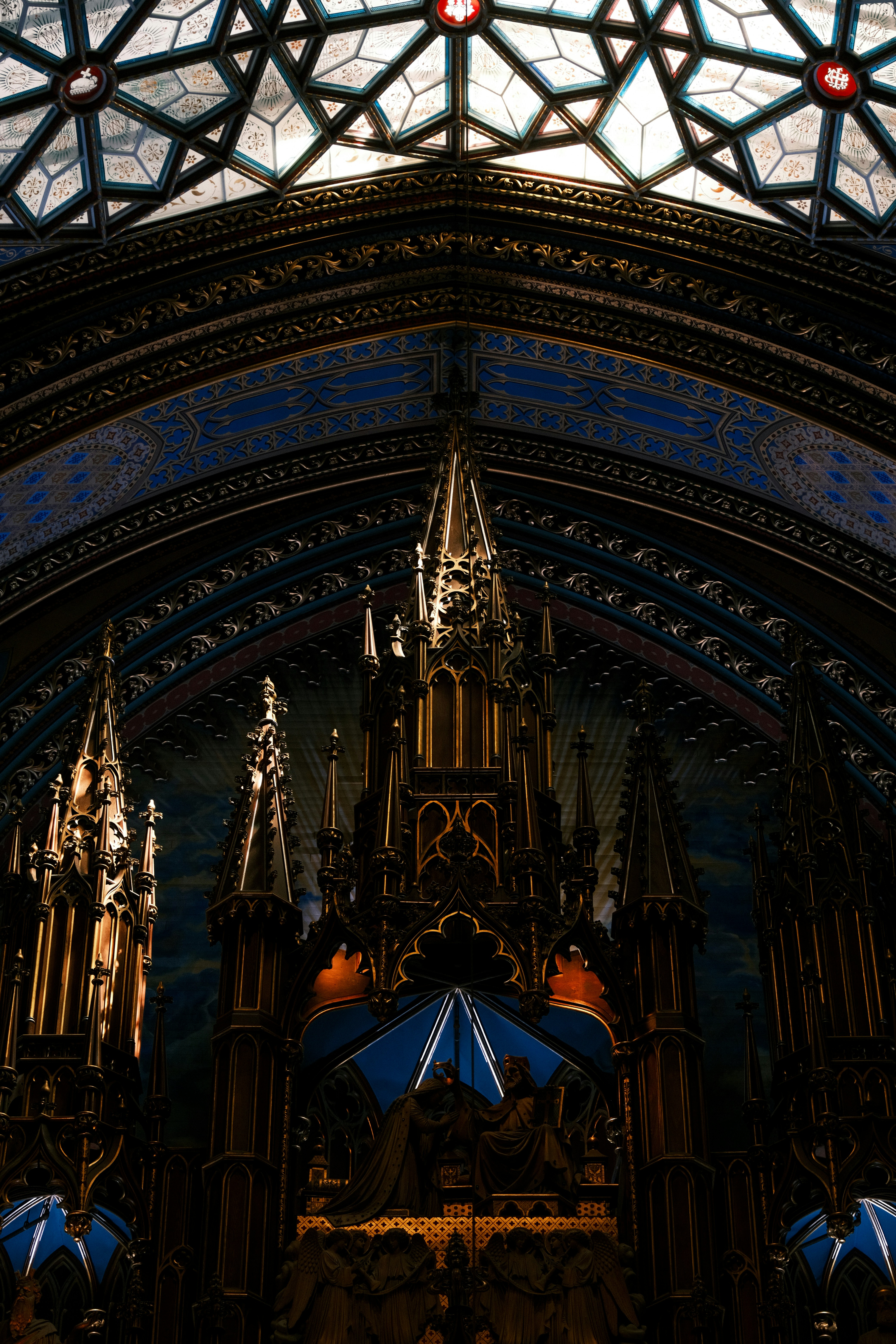 Gothic Apse Under Stained Glass Vaults