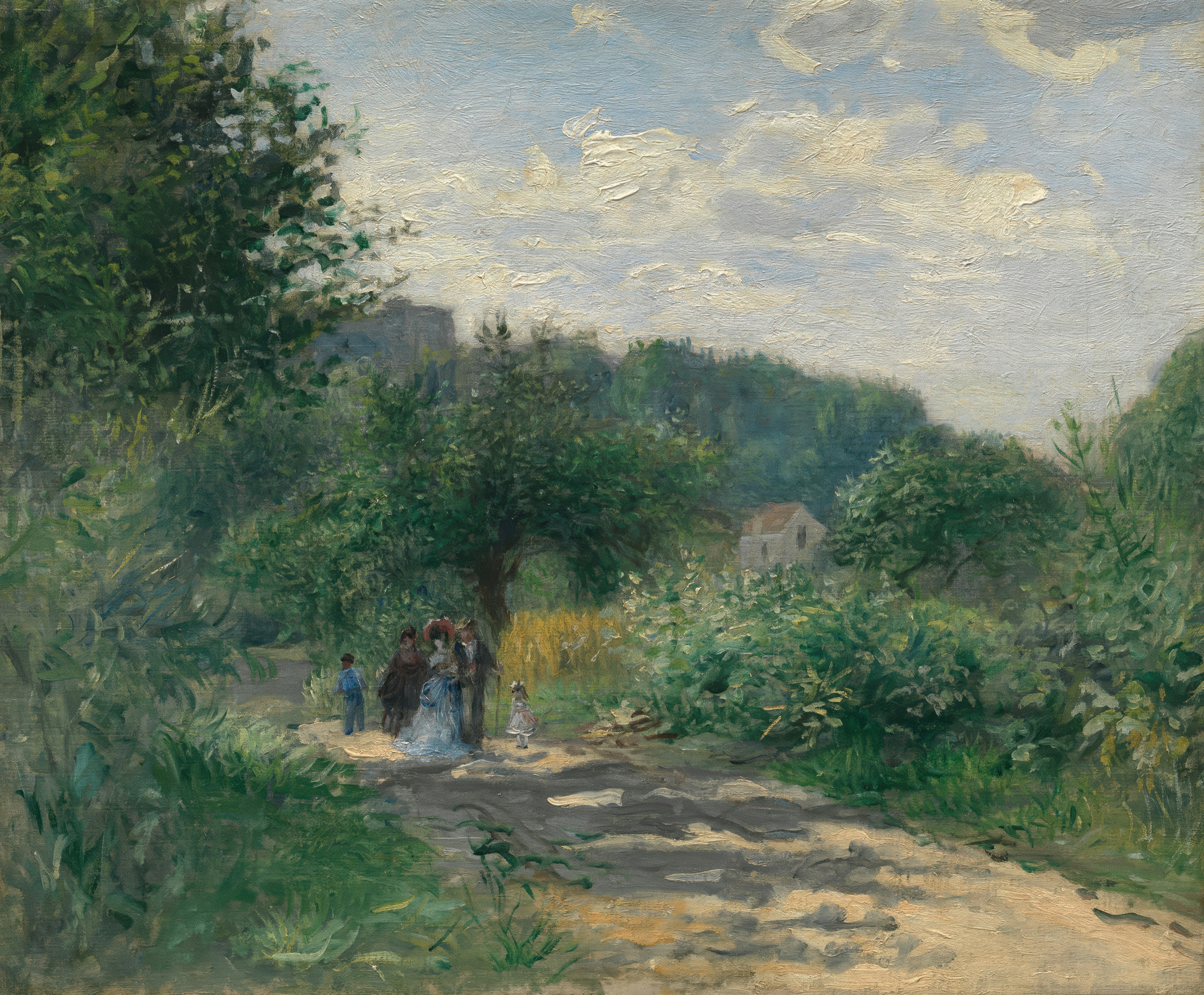 A woman and child walk on a sunlit country path. photo – Free Art Image ...