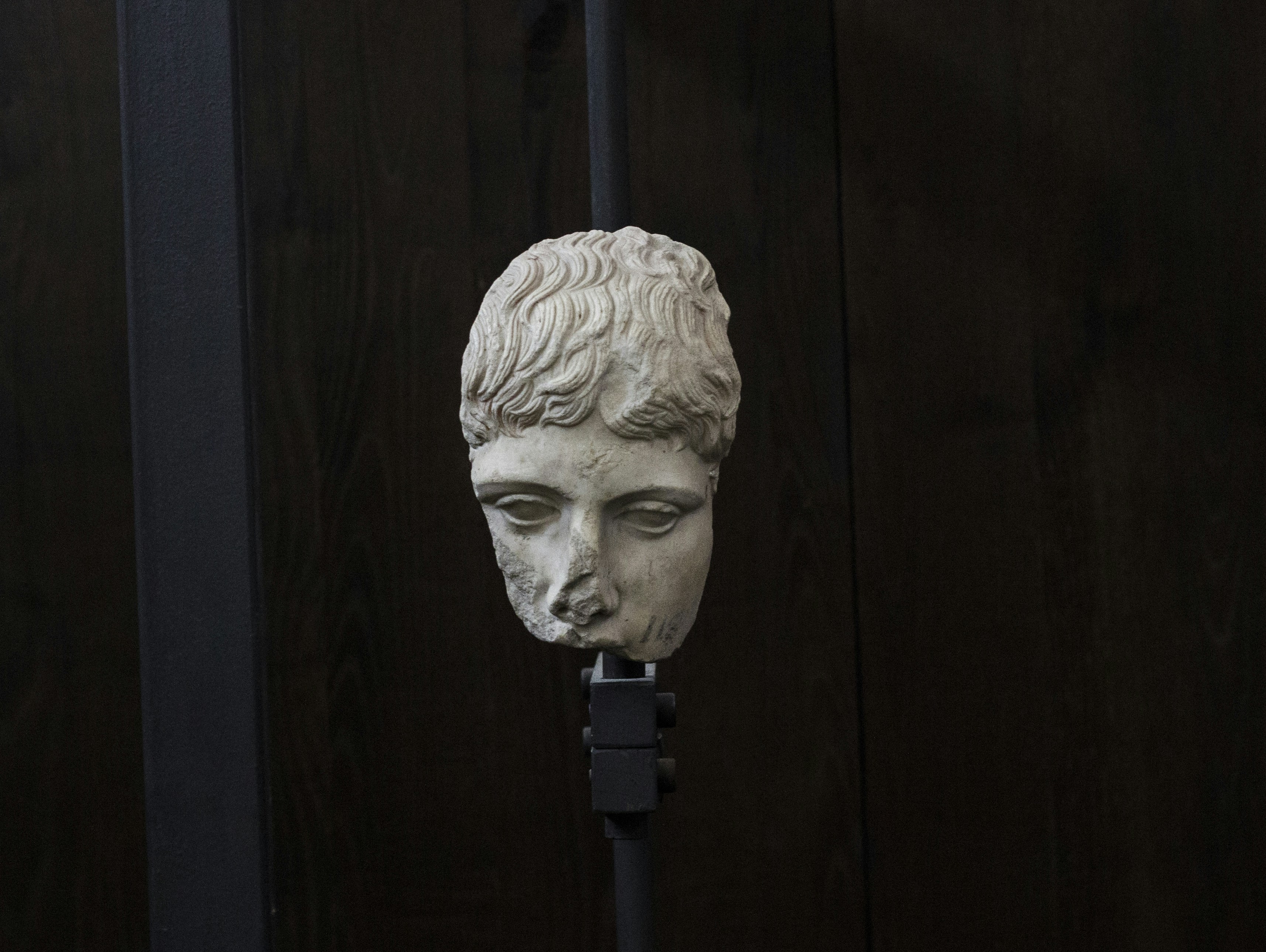 Head of a Classical Influence: Ancient Bust Mounted in a Distant Studio