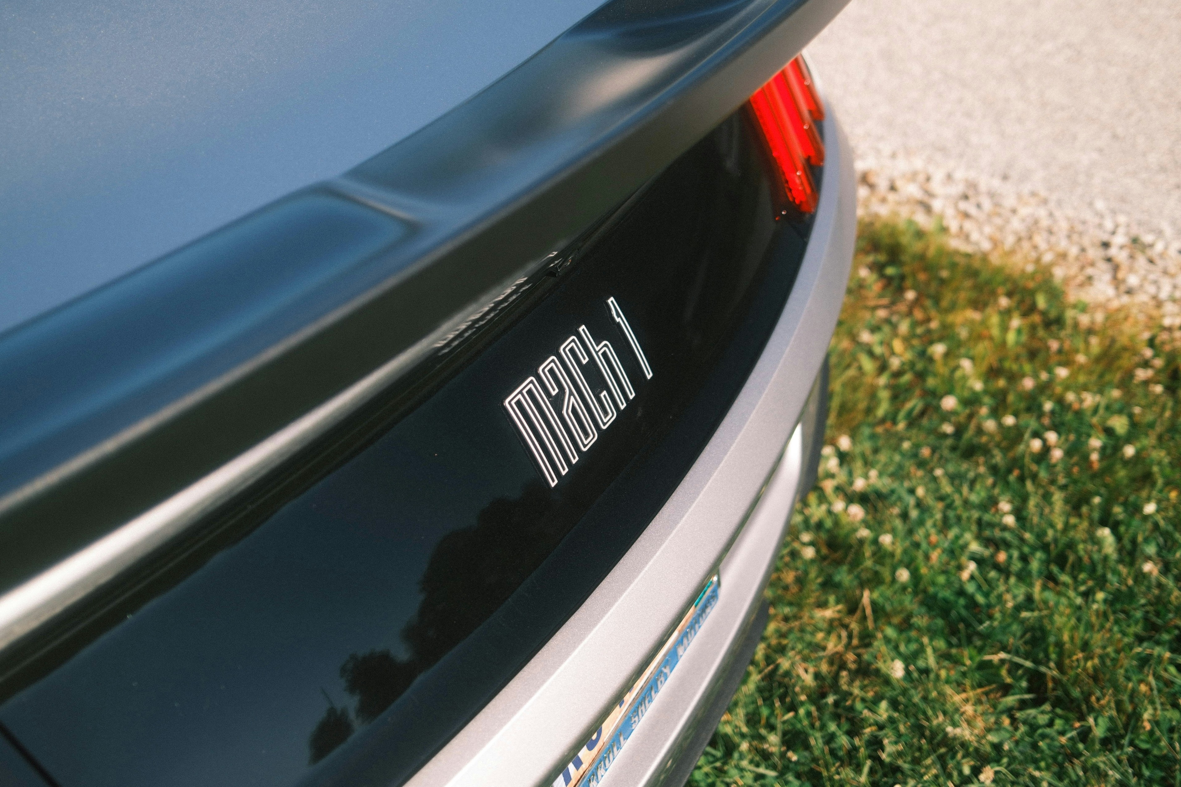 Badge of Steel: Close-up of a Classic Porsche-like Trunk Emblem