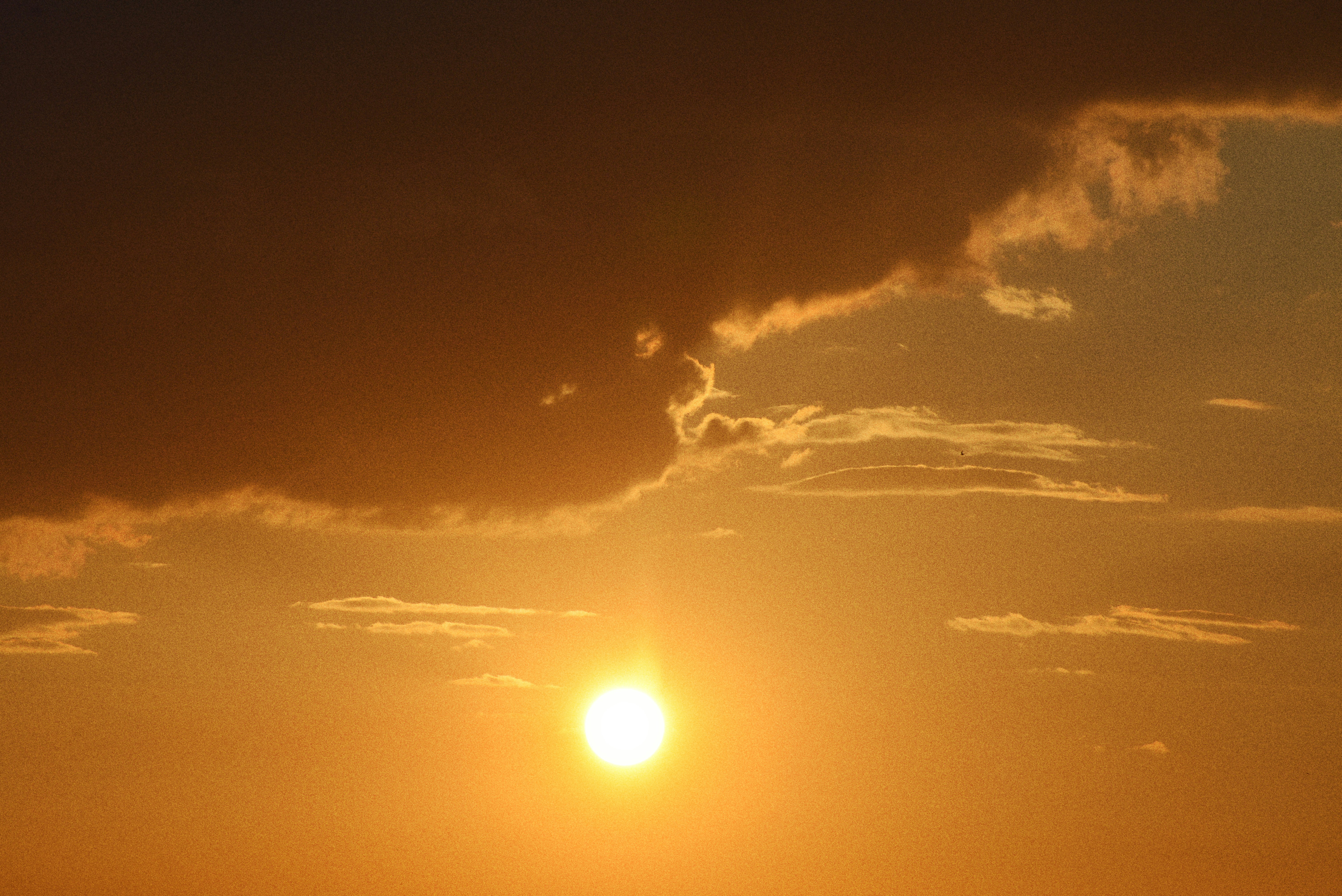 Sunlit Horizon: A Quiet Dusk Beneath Billowing Clouds