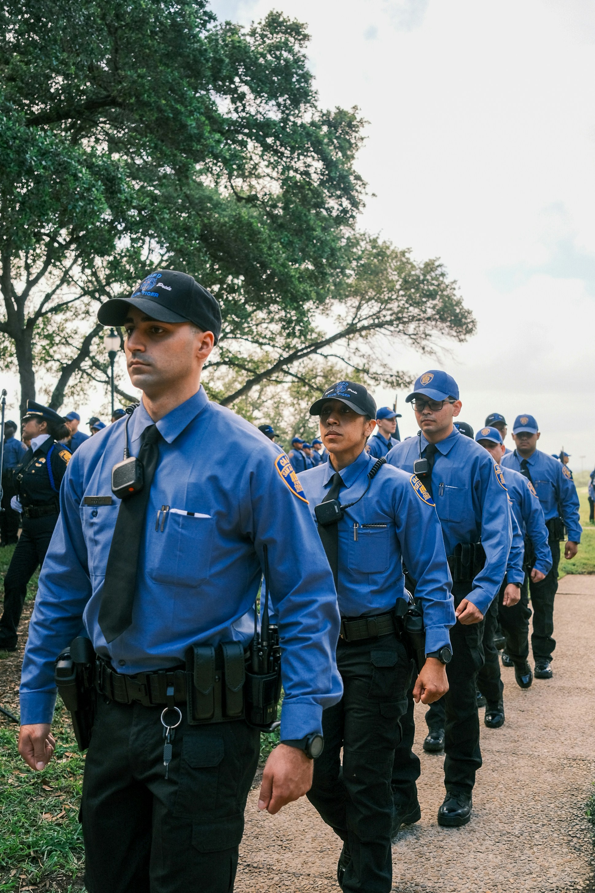 Line of Blue: A Courtyard of Officers Marching in Unison