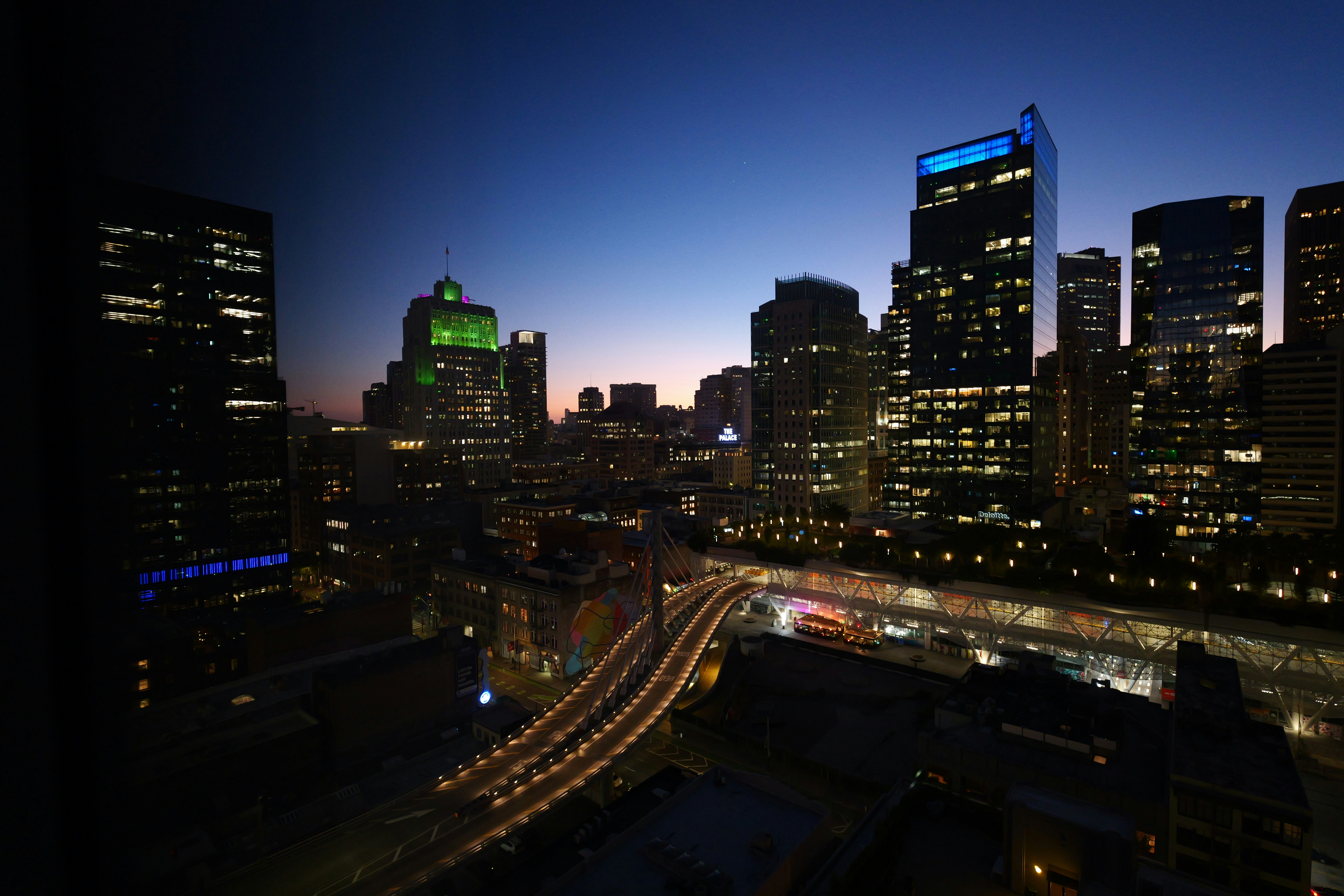 City at Blue Hour: A Tunnel of Lights Over the Artery