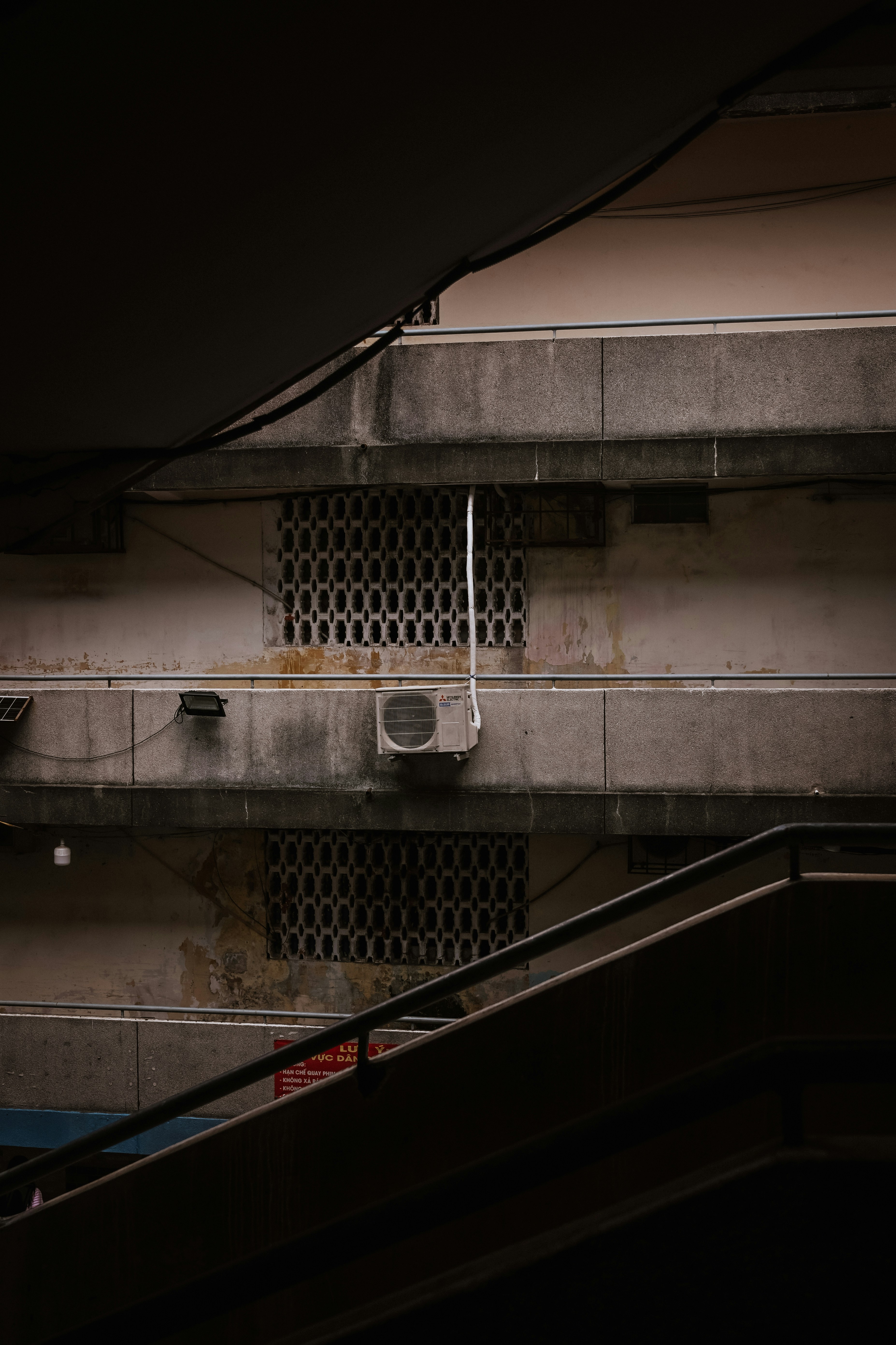 Industrial Geometry: Stairs, Concrete, and Gridwork