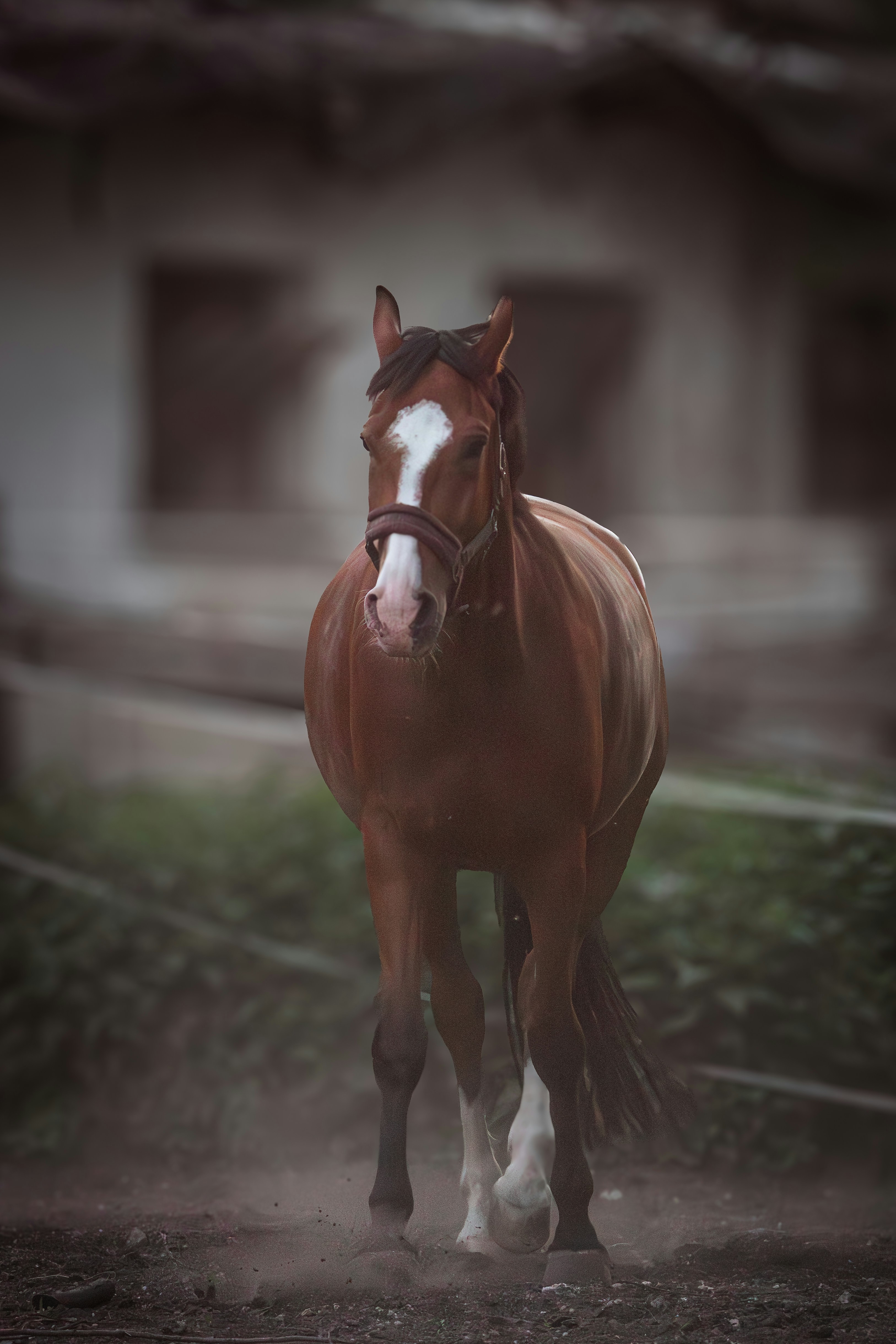 Centered Grace: A Horse Walks Toward the Light