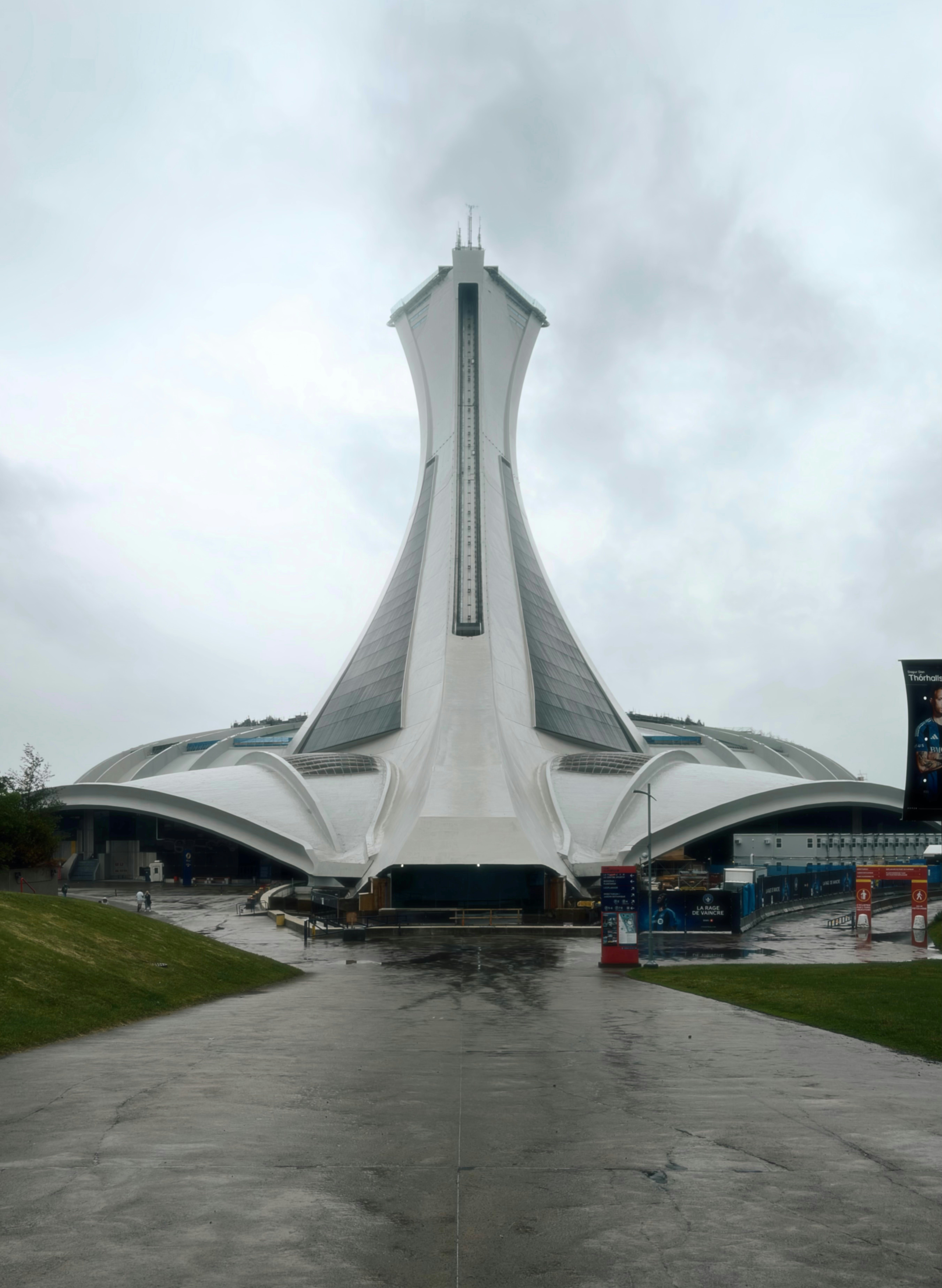 Monumental Tower Opening to the Overcast Sky
