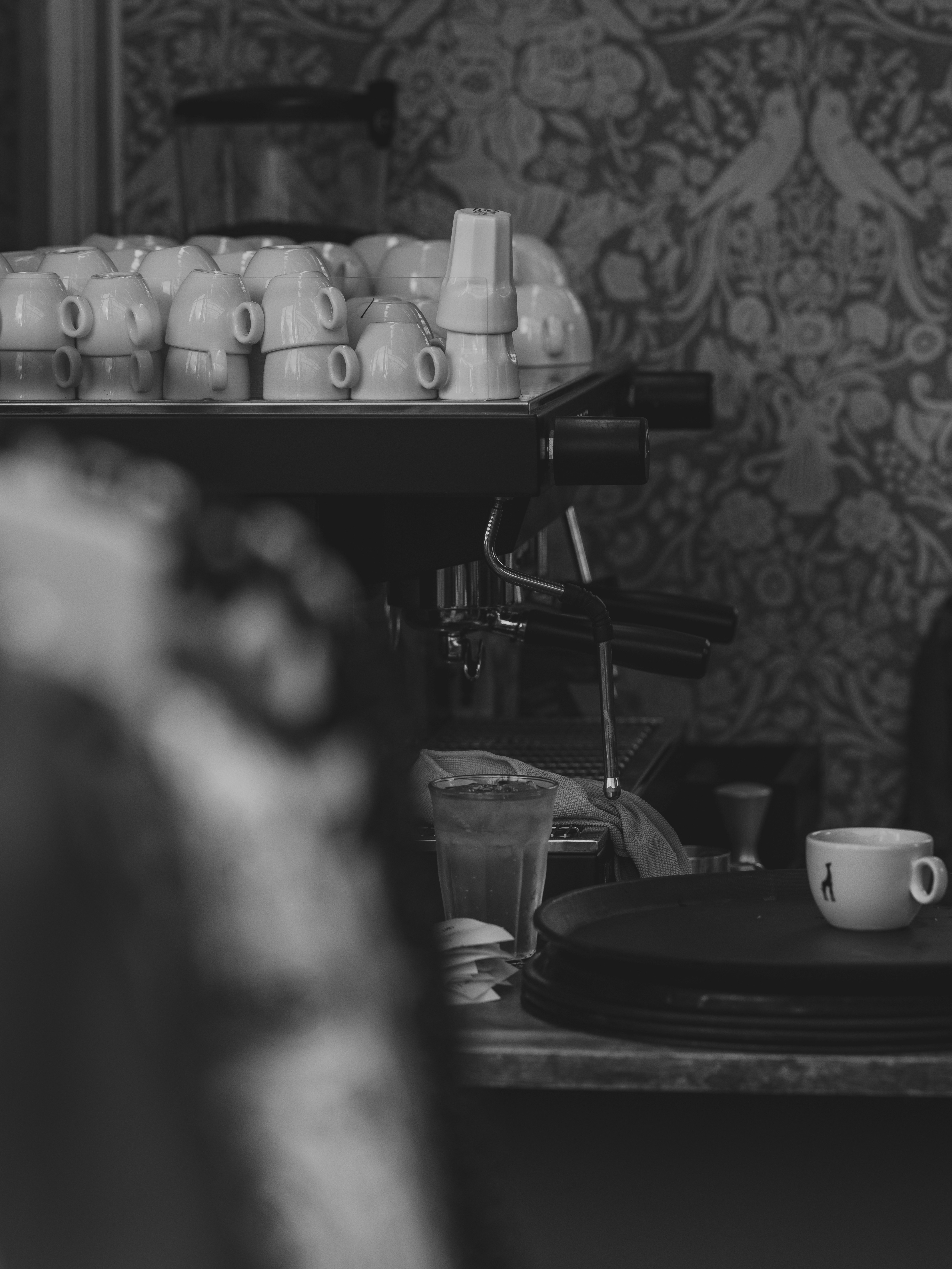 Quiet Espresso Station in Soft Grayscale