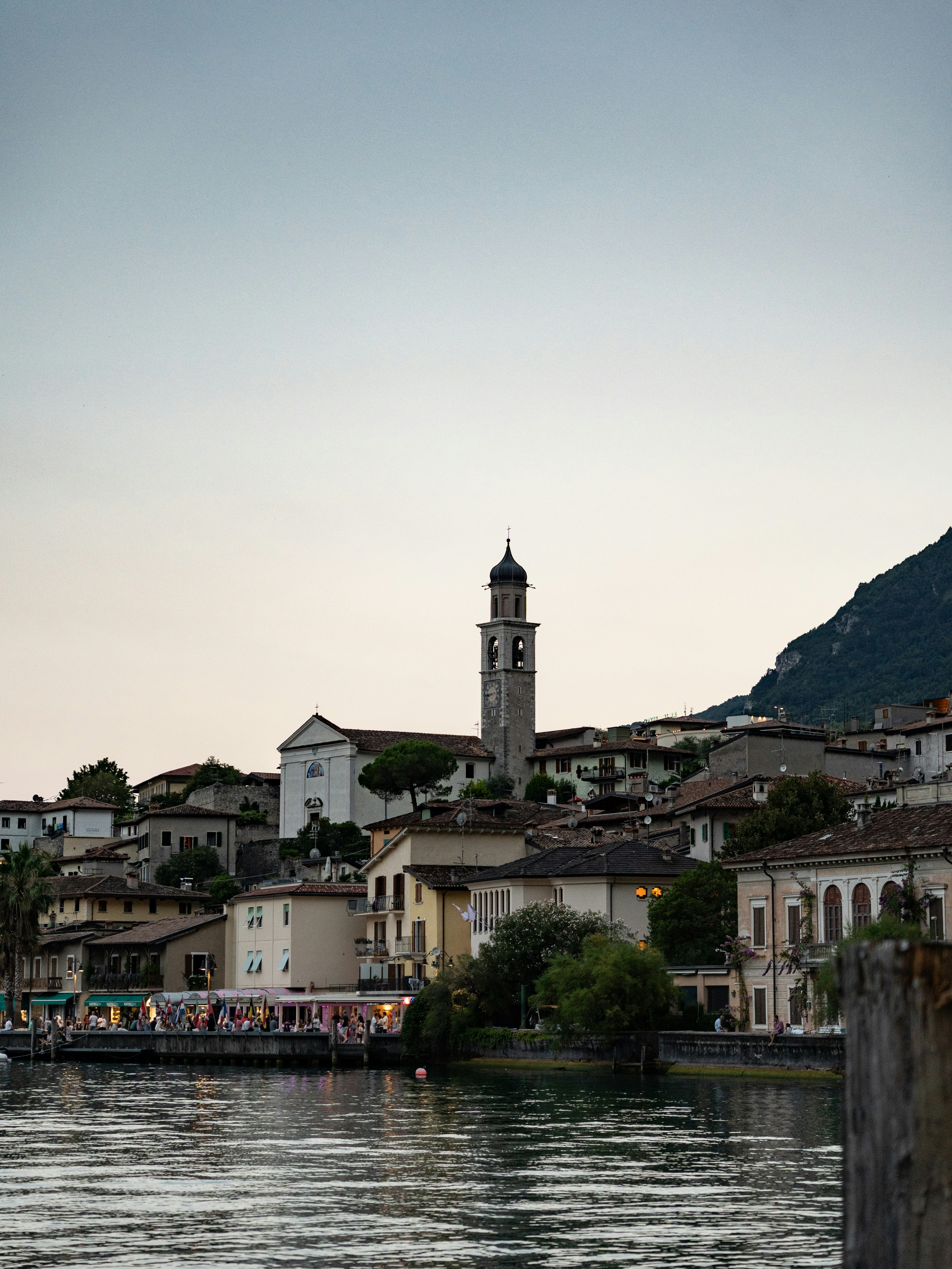 Twin Bell Tower Overlooking the Tranquil Waterfront Village