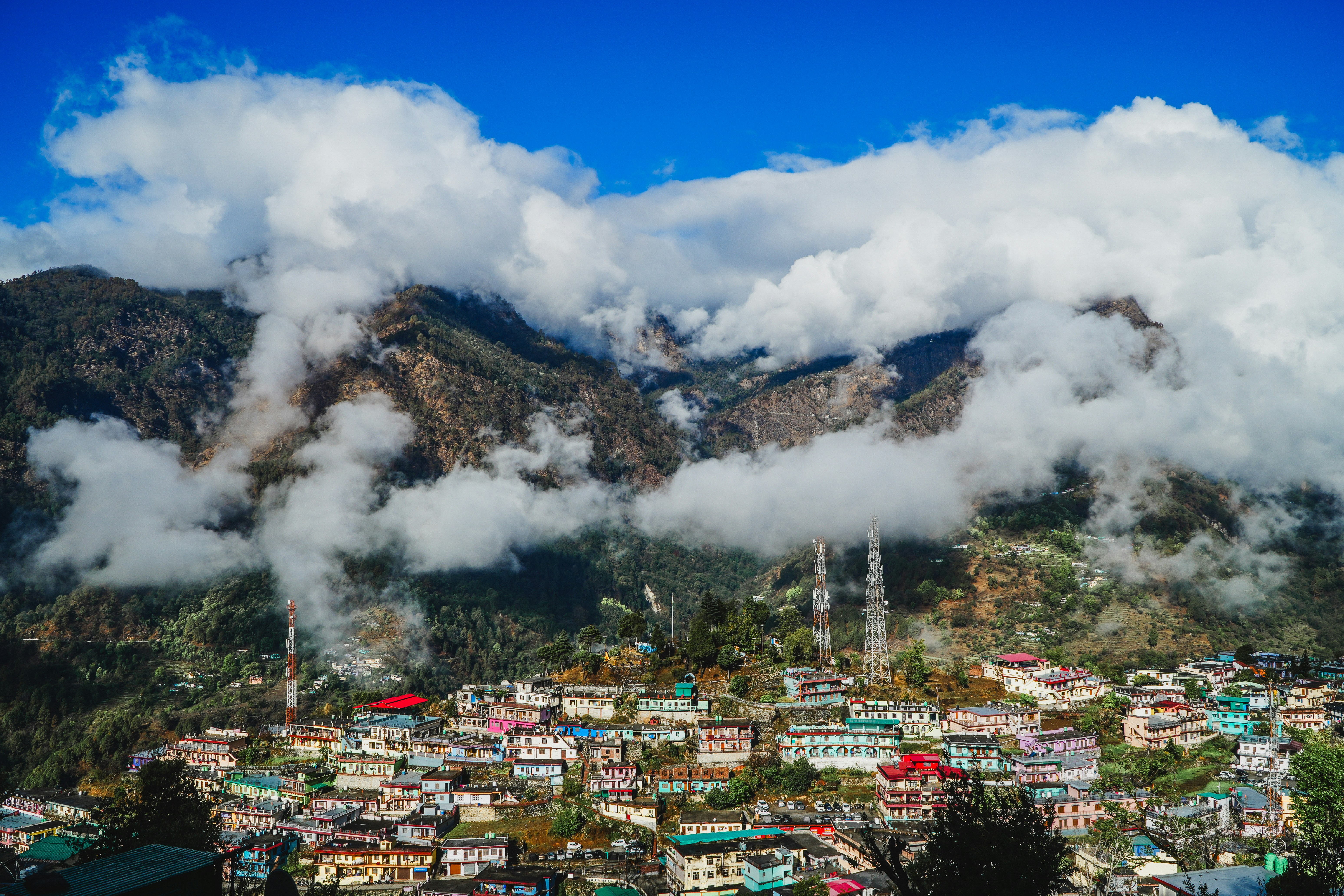 Village Beneath the Clouds in a Mountain Basin