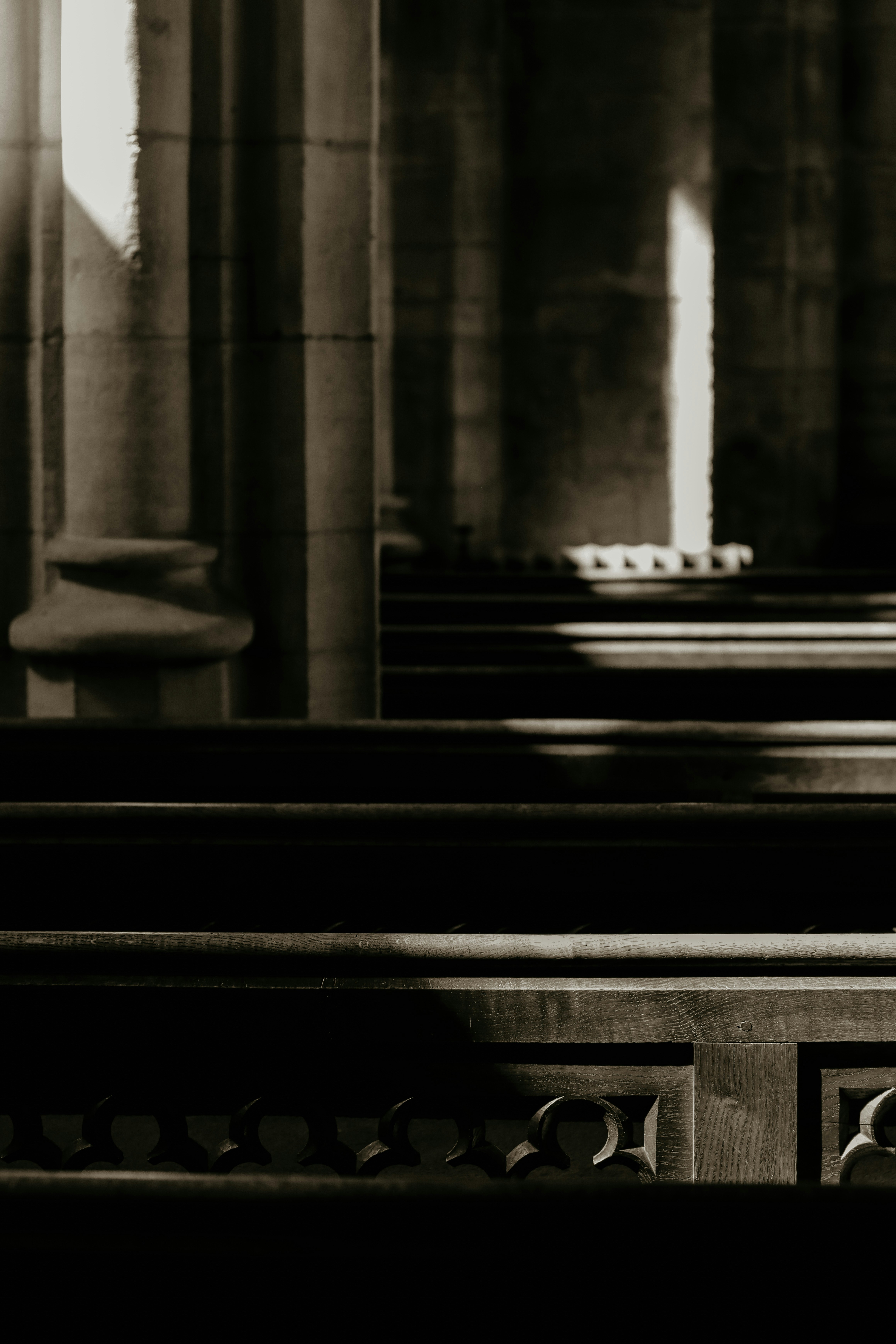 Echoes of Stone: Silent Rows in Dim Light