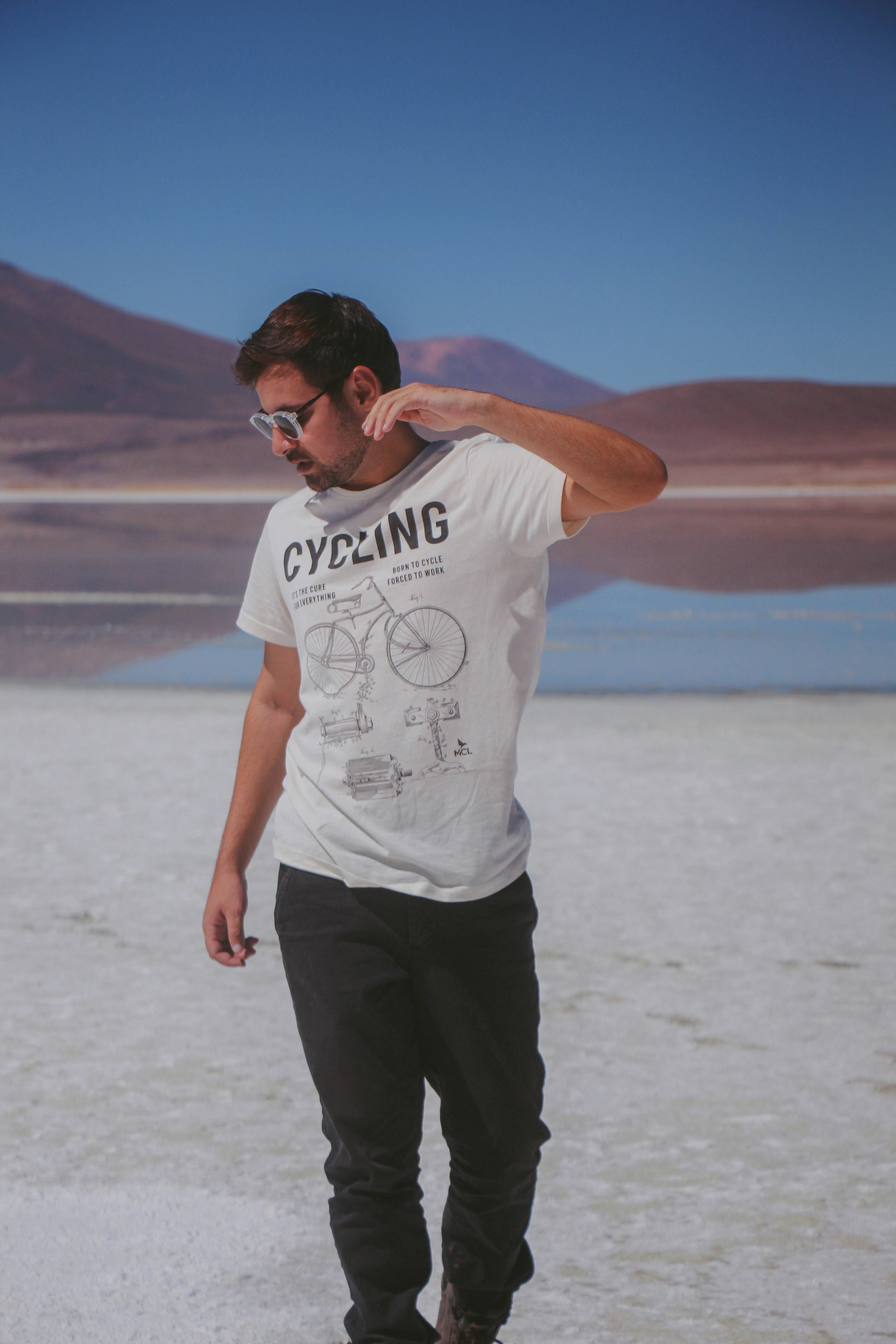 Portrait on a Glassy Salt Flat: A Man in Motion