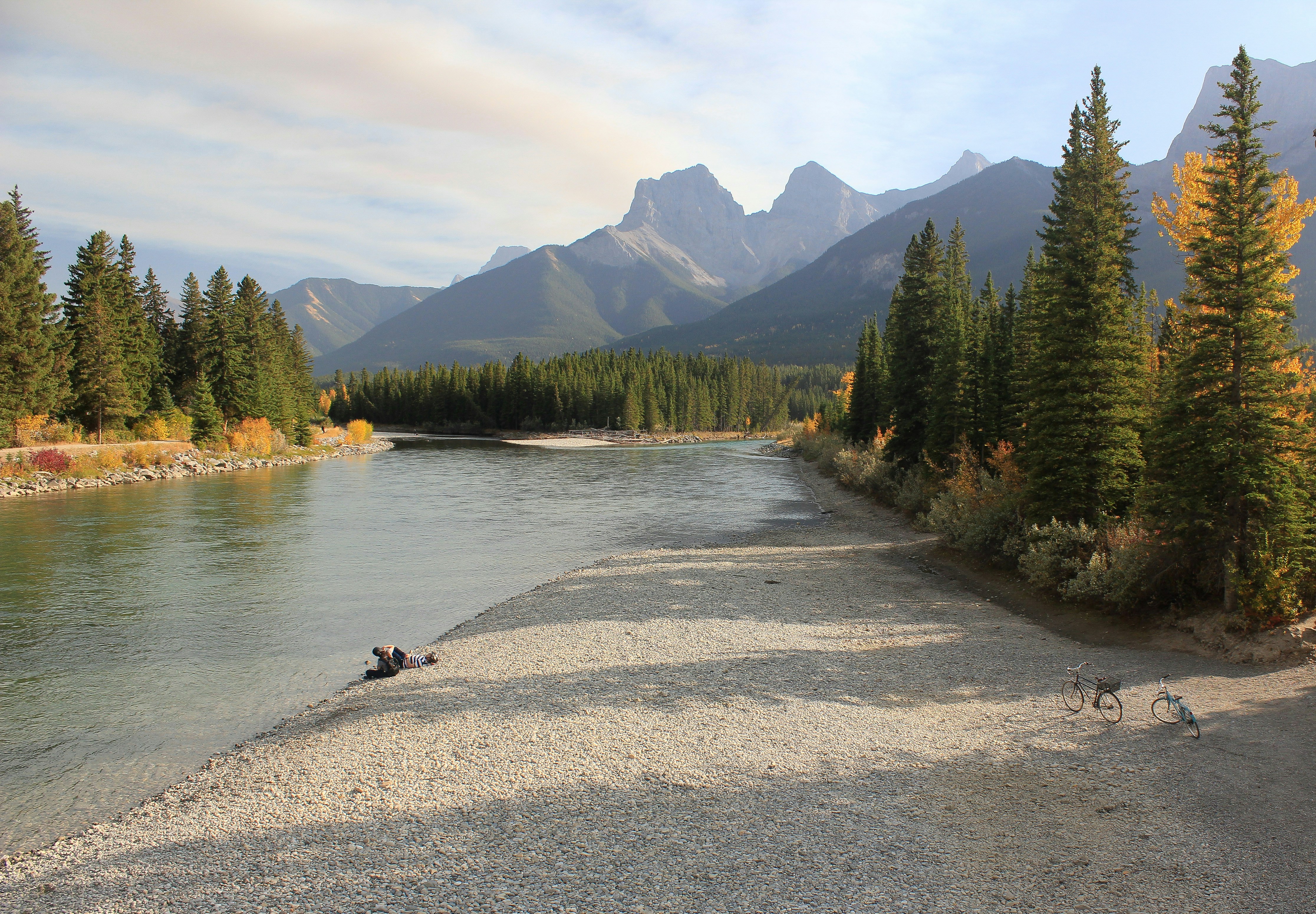 Pebble Beach at the Edge of a Mountain Lake