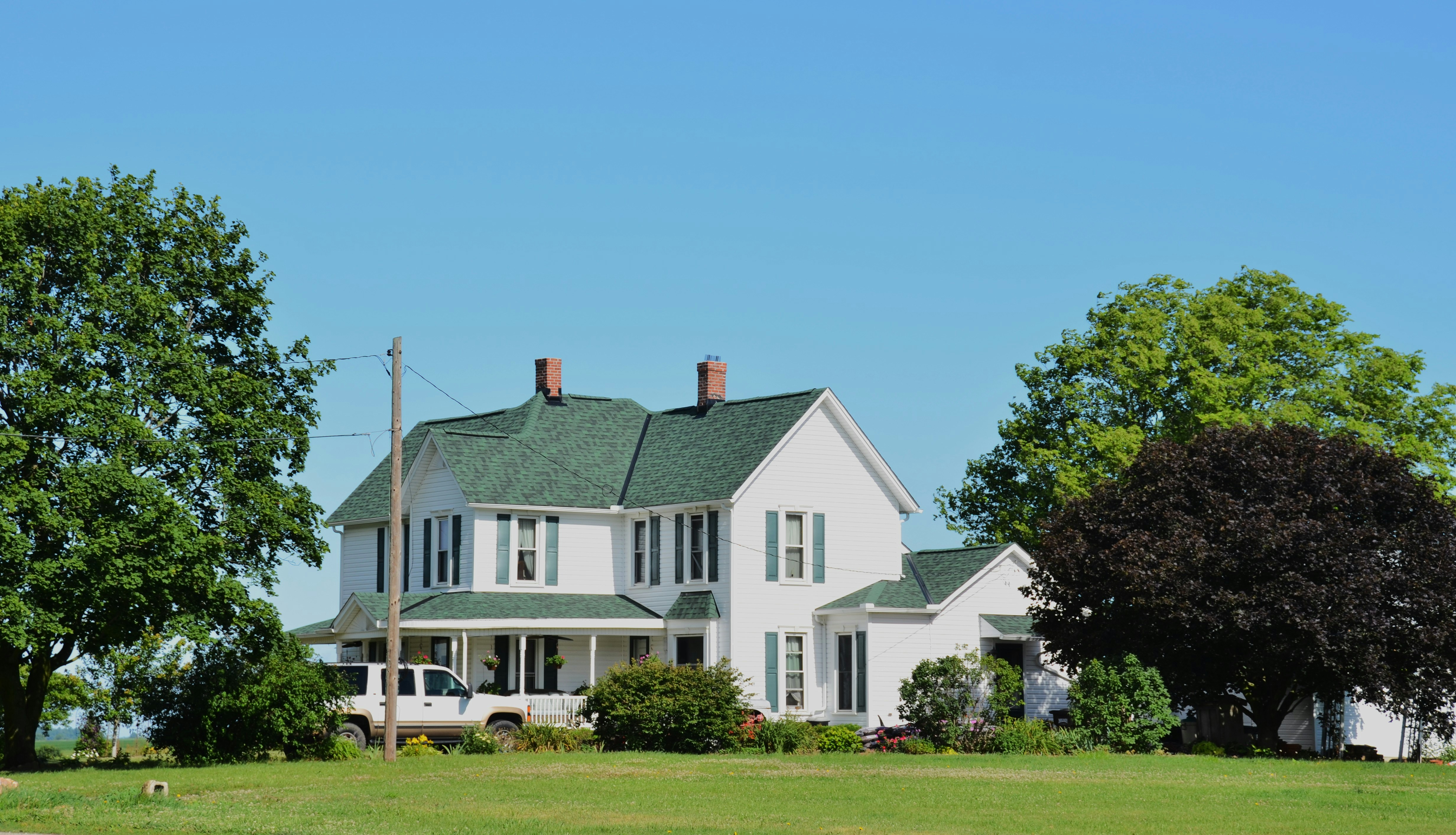 Cozy rural residence under a clear blue sky