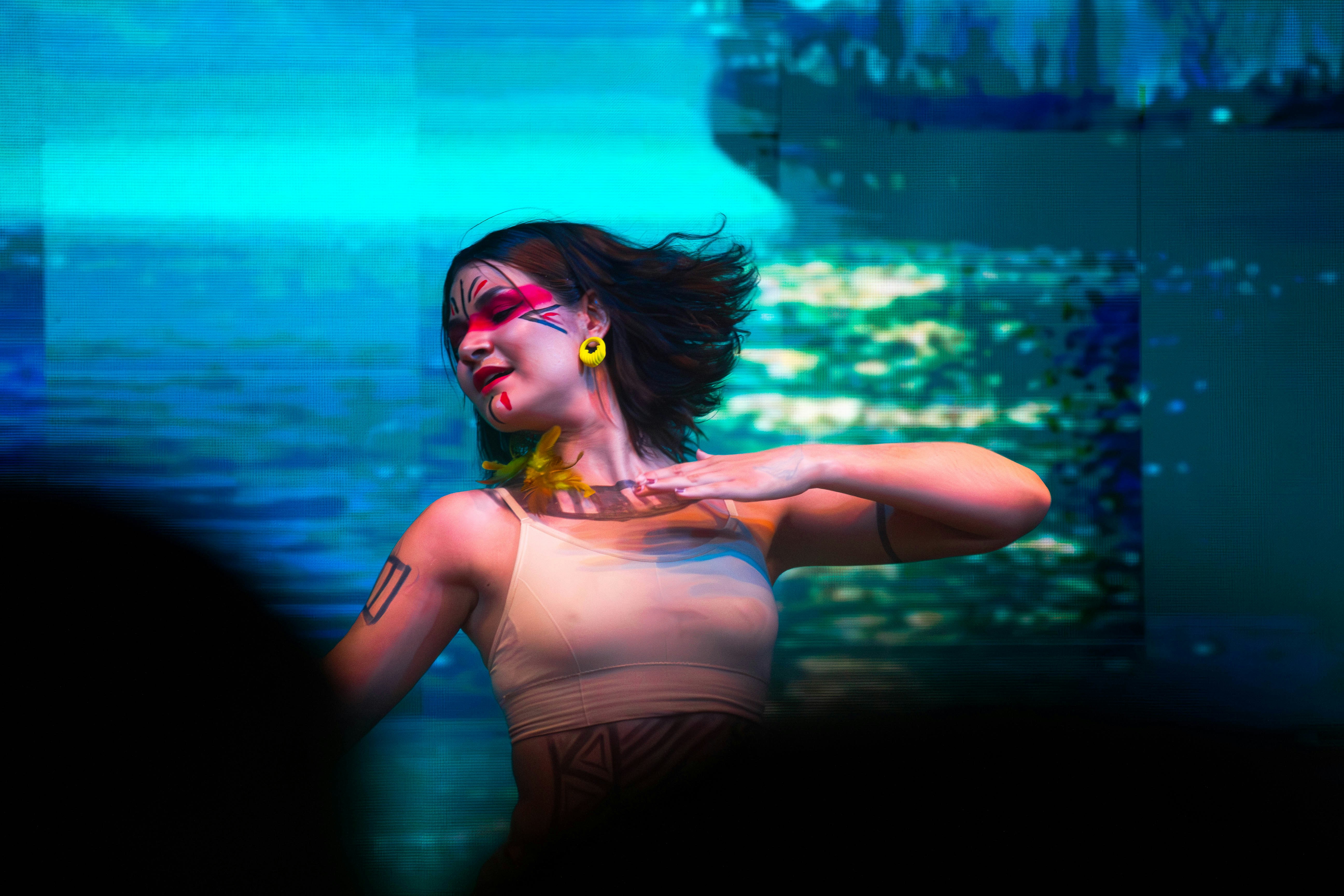 Midnight Neon Dance: A Pop-art Portrait in Motion