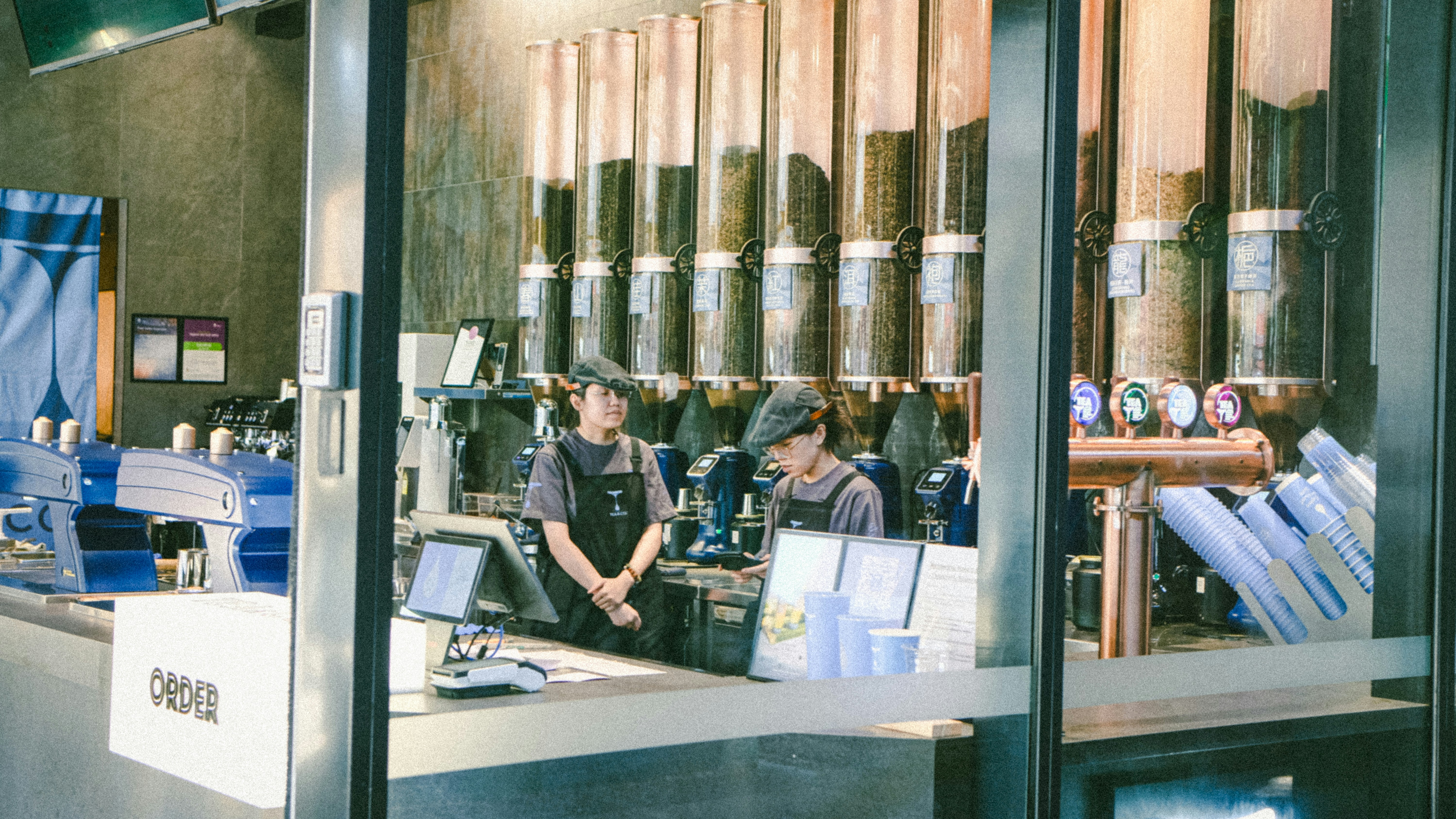 Cafe Barista Terrace: Portrait of Service Behind the Glass