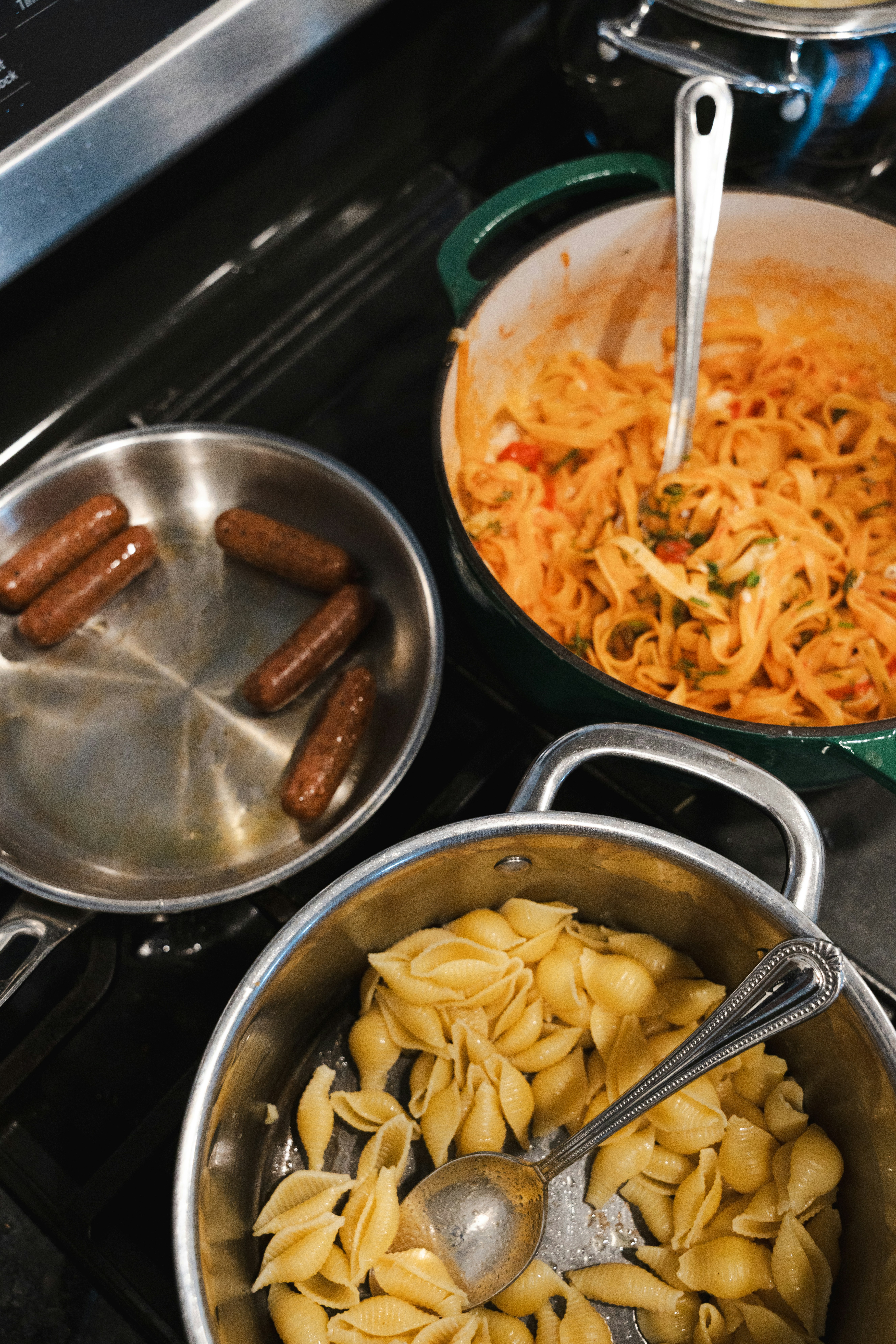 Pasta Potage: Three Dishes on a Stove