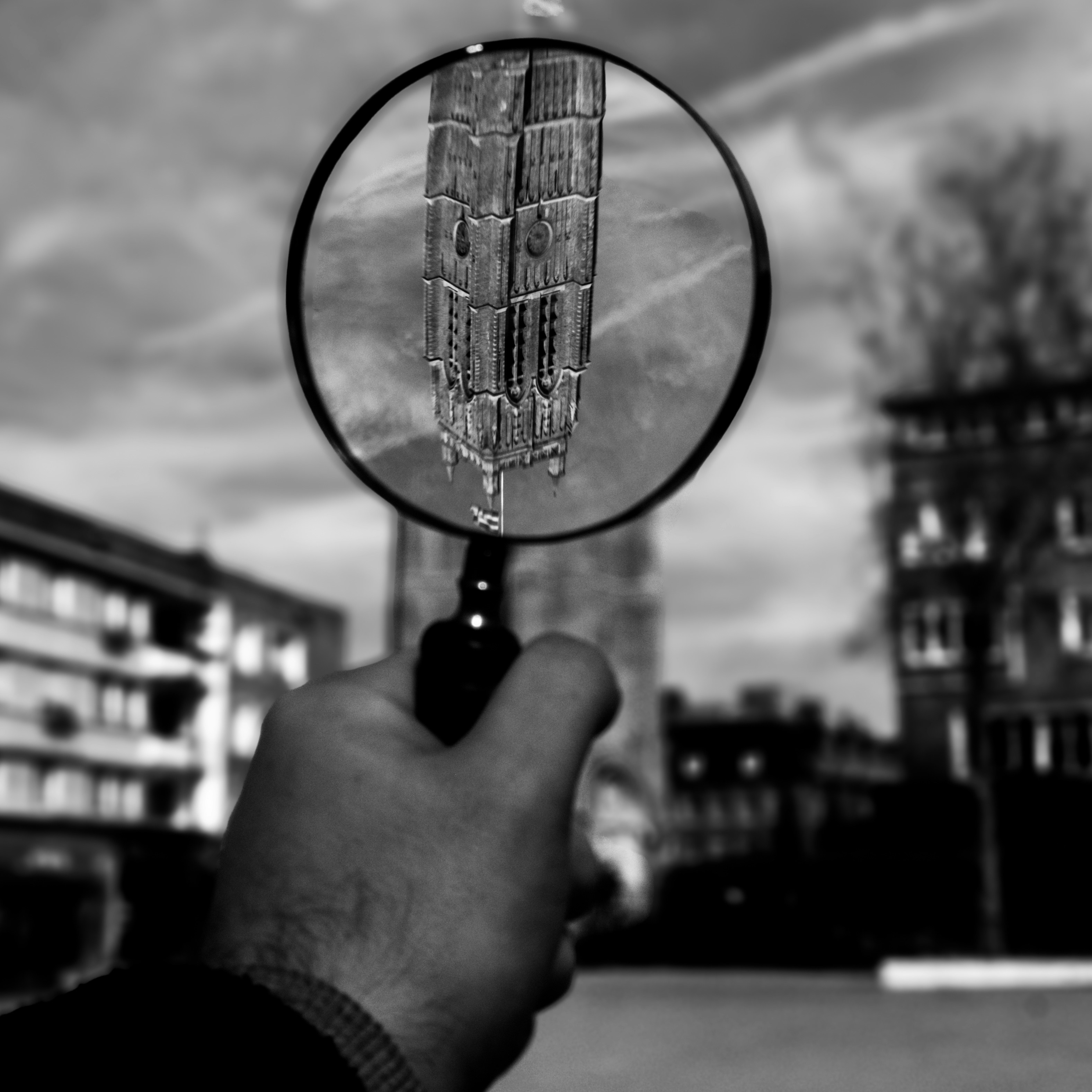 A magnified skyline: architectural details through a handheld lens