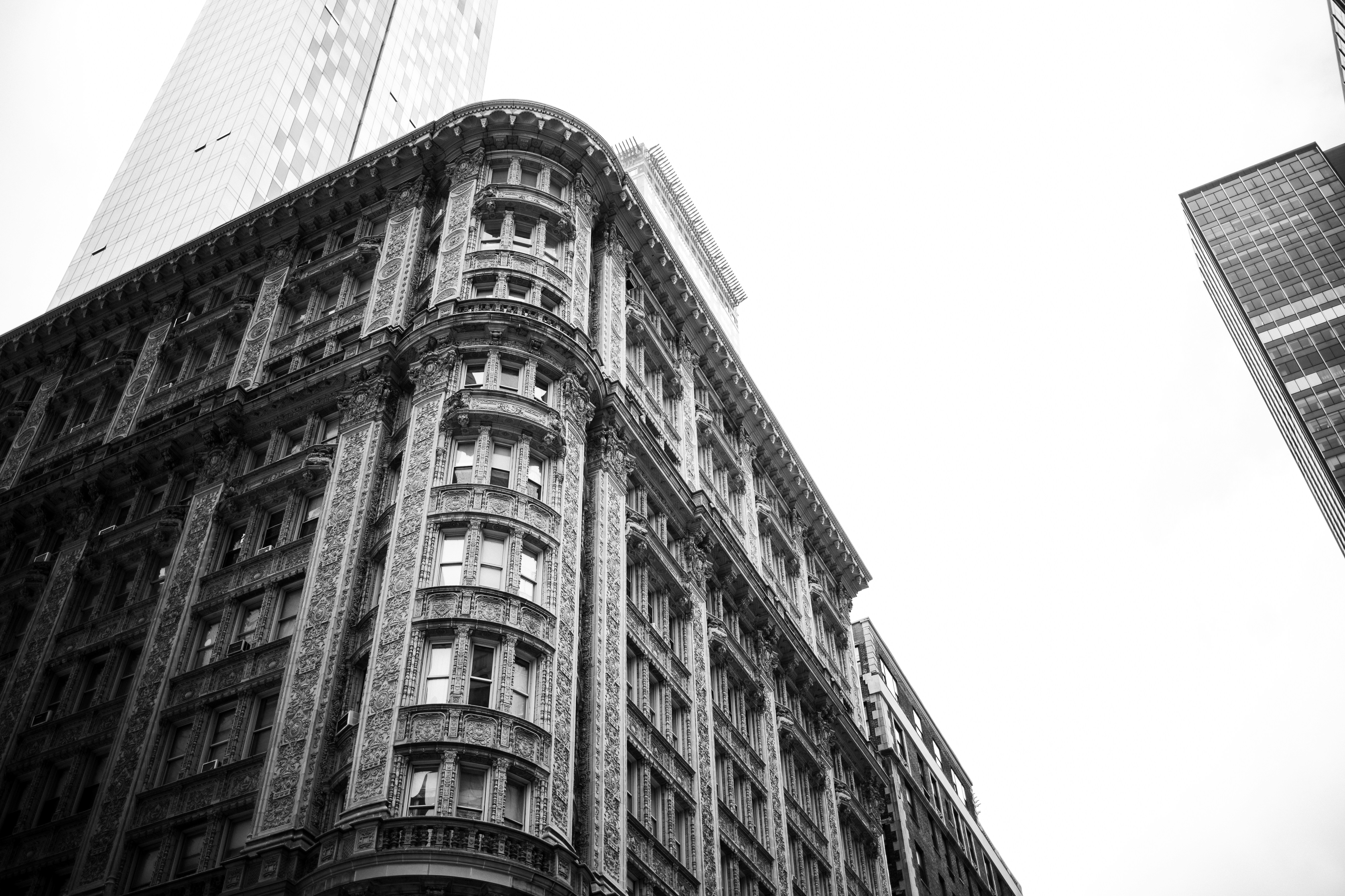 Urban Facade in Monochrome: The Cornered Edges of a Historic Building
