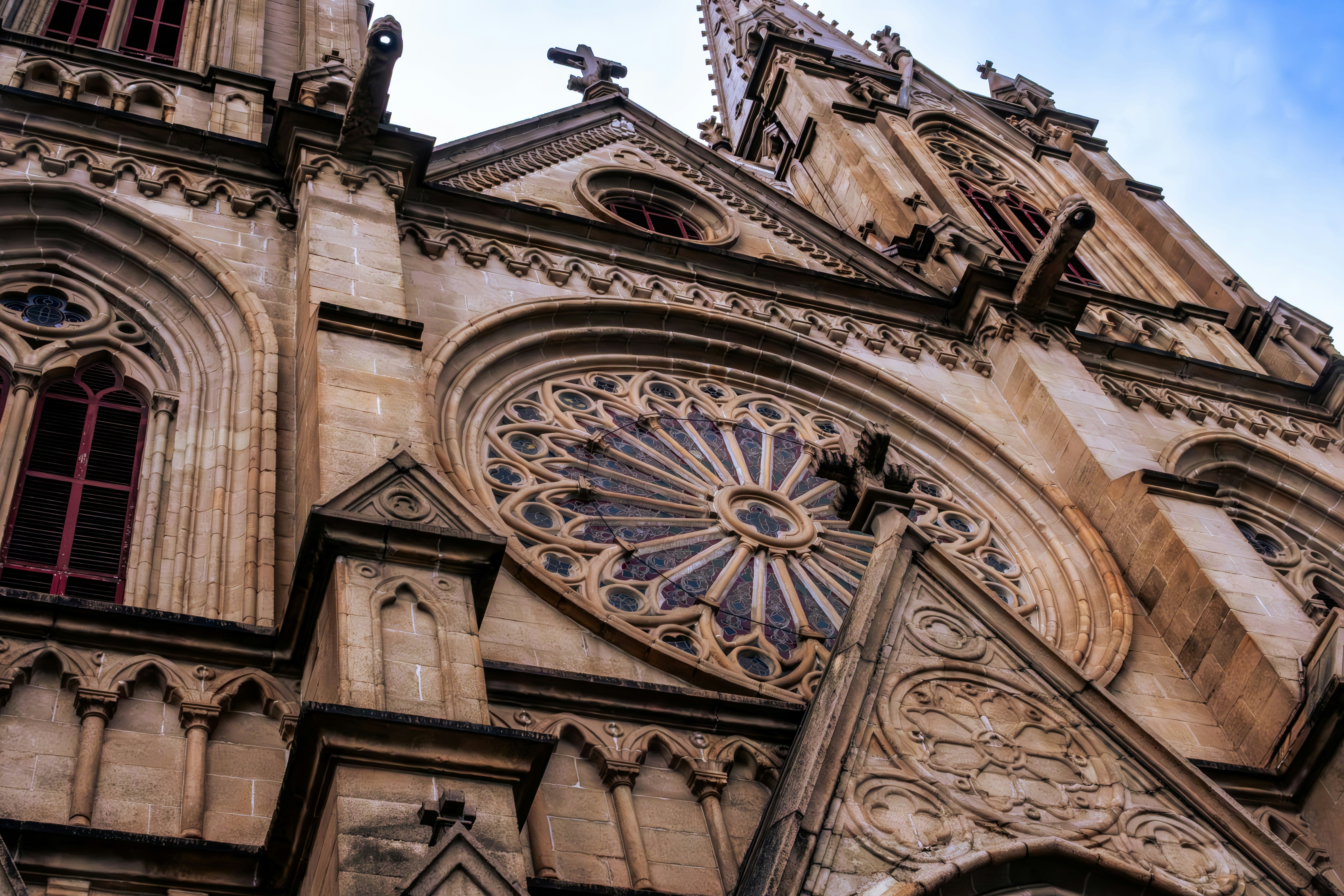 Rose Window and Gothic Facade: Angle of Stone Majesty