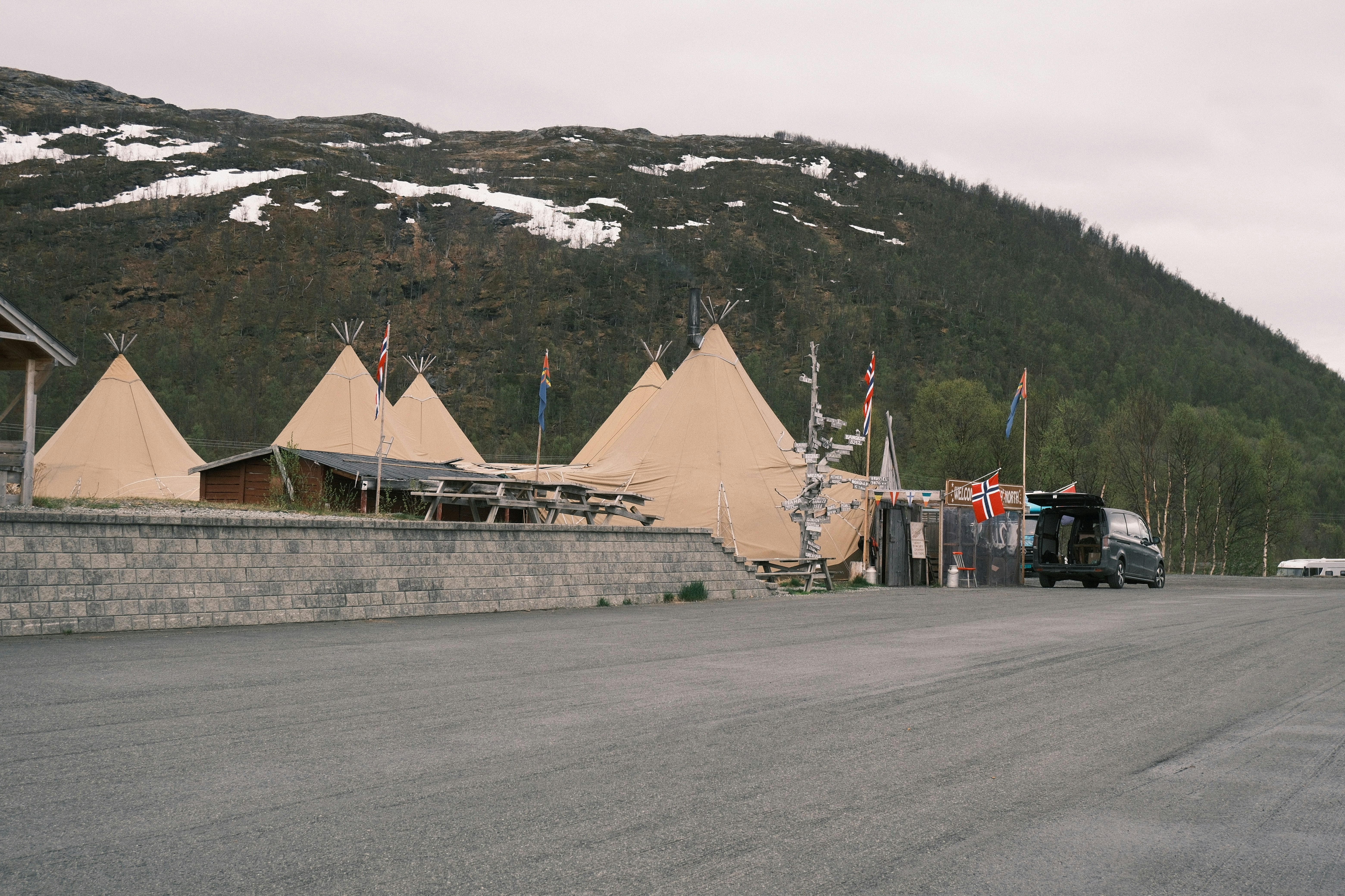 Deserted Campground by a Mountain Road