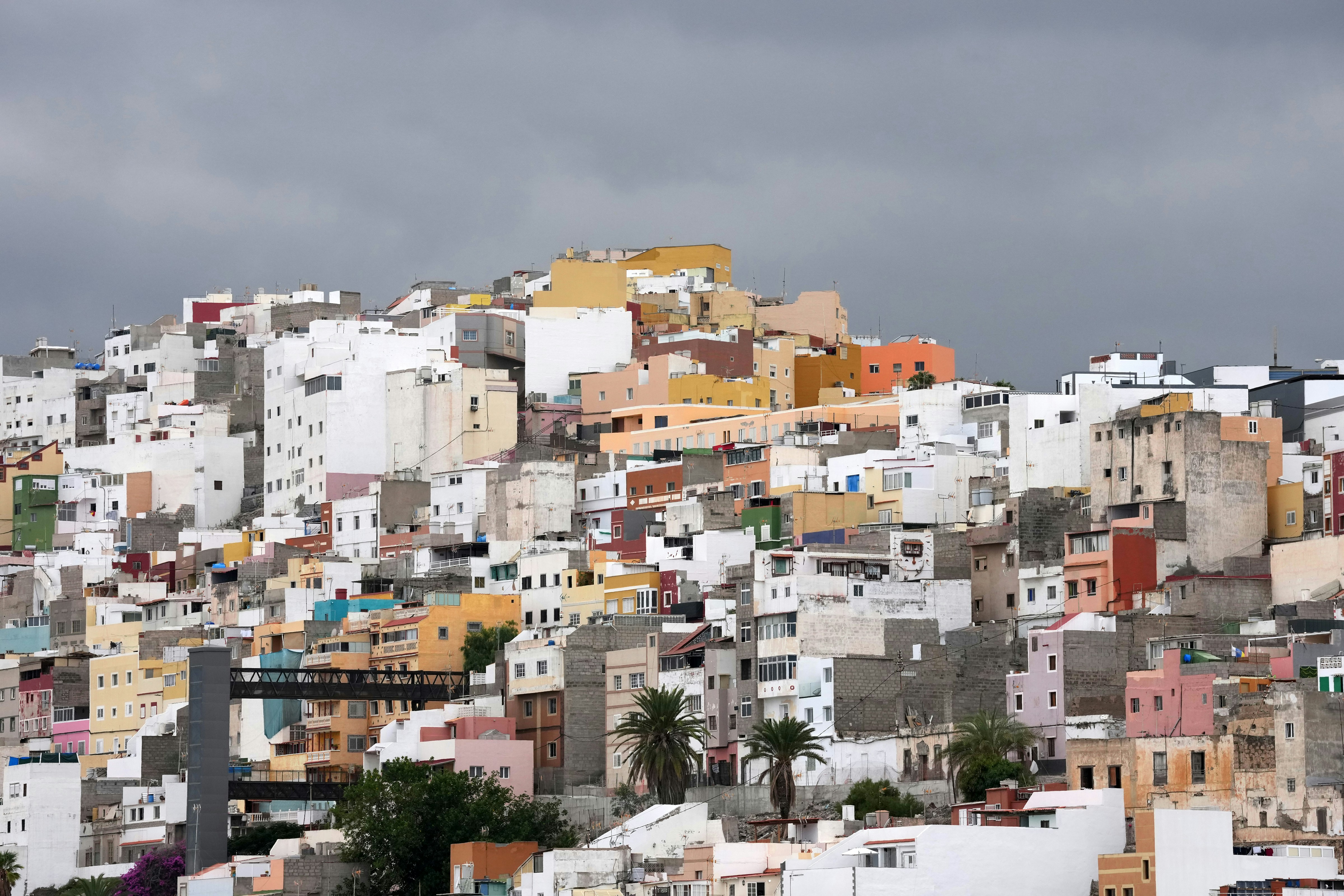Colorful Hillside Village Baked in Afternoon Light