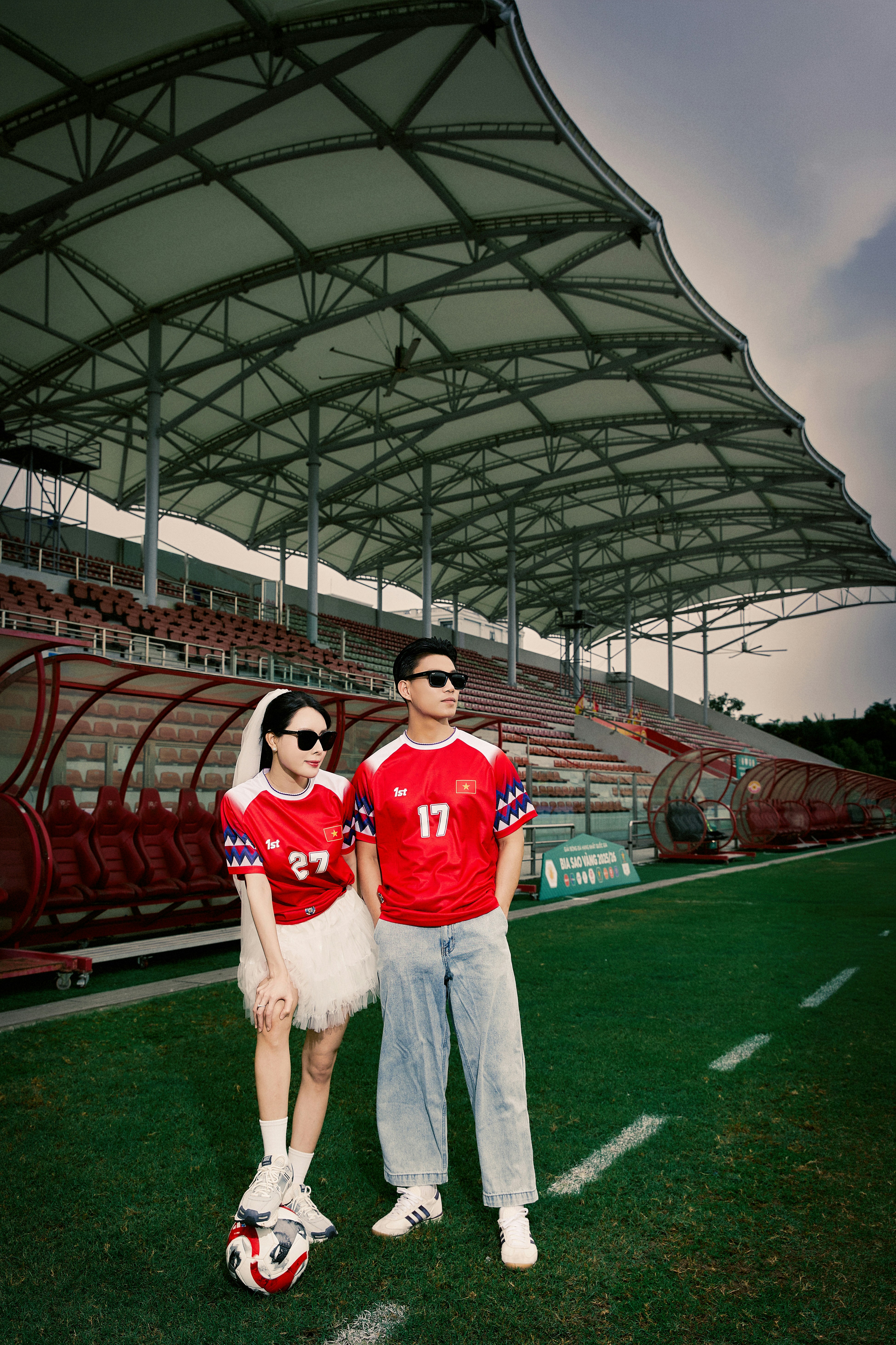 Teammates in Red: A Stadium Portrait