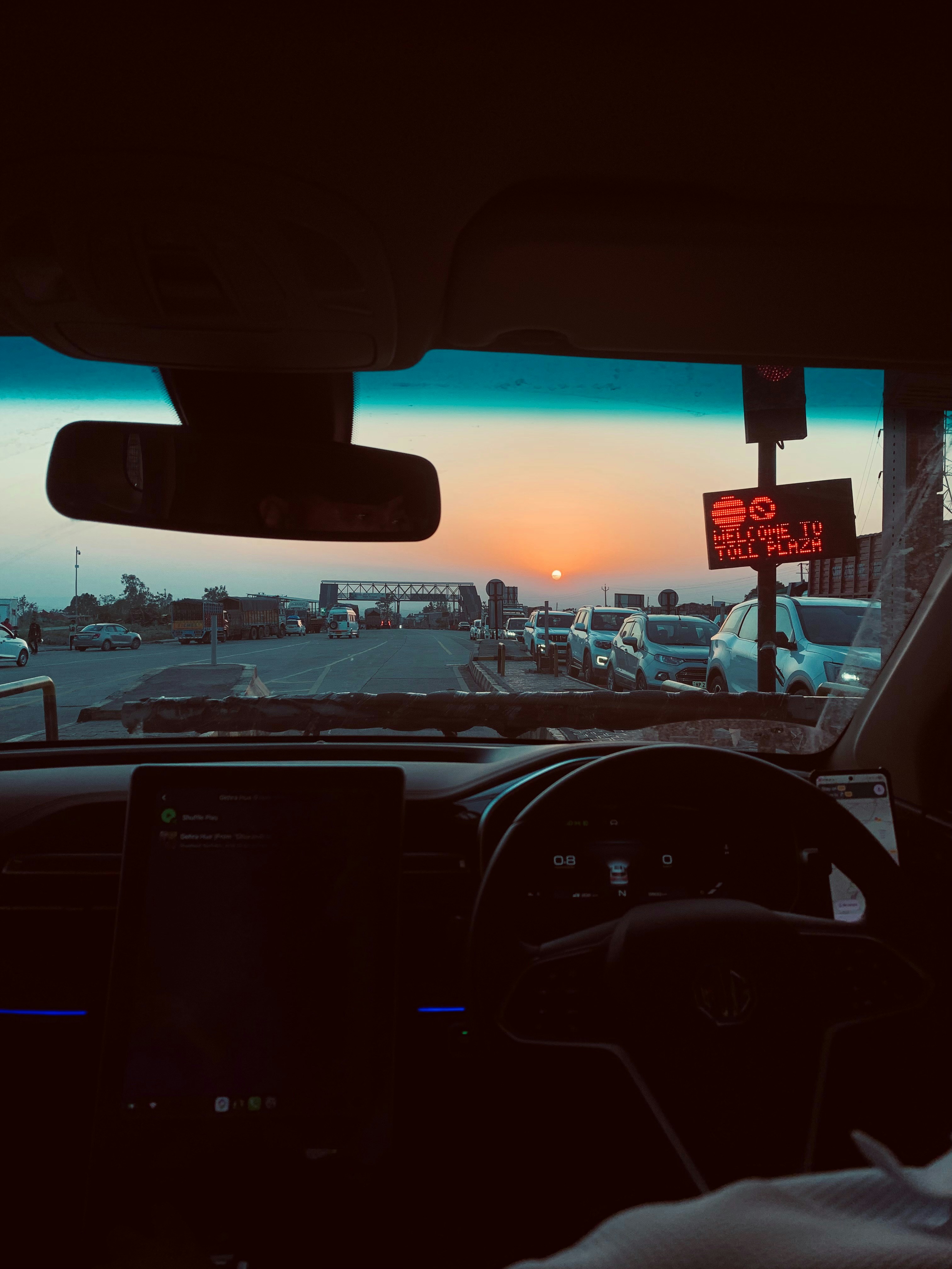 Sunset Signals from the Front Seat