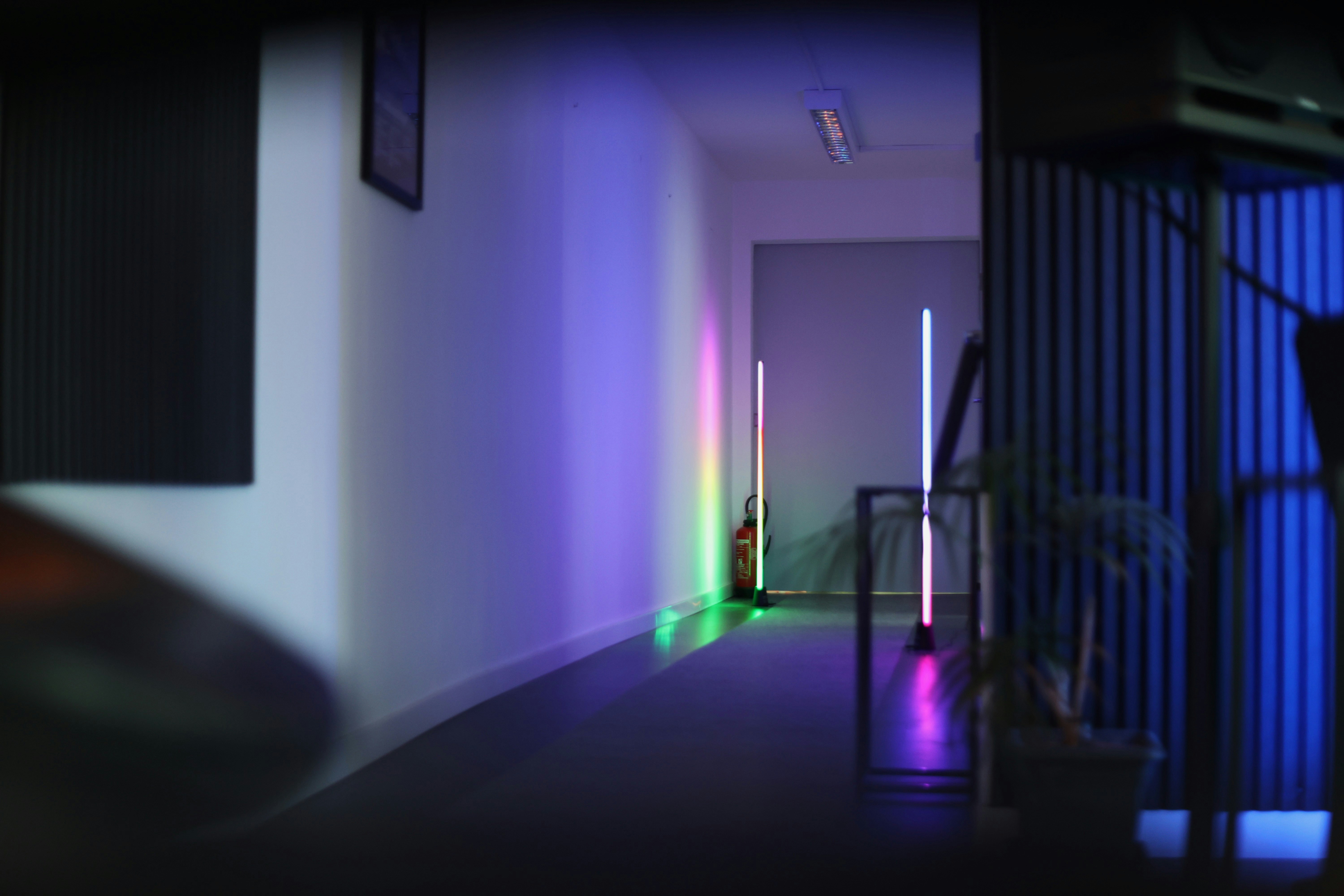 Neon Corridor: A Quiet Walkway Through Light and Shadow