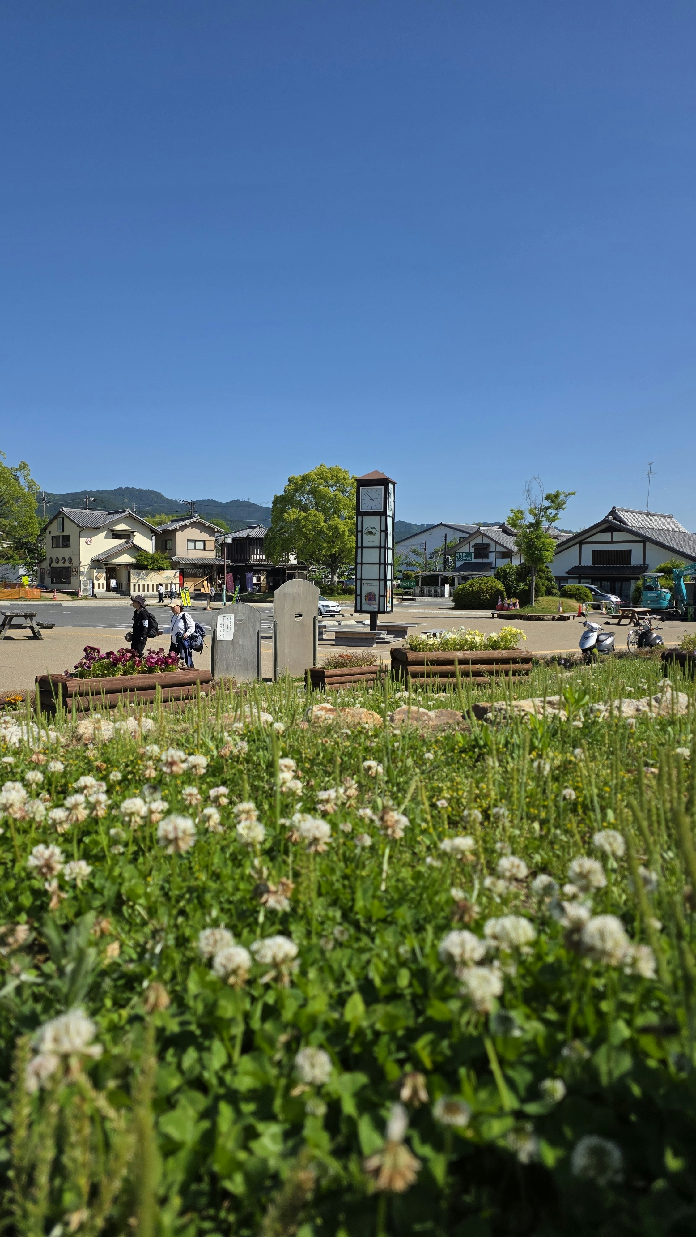 Village Square Beneath a Clear Blue Sky