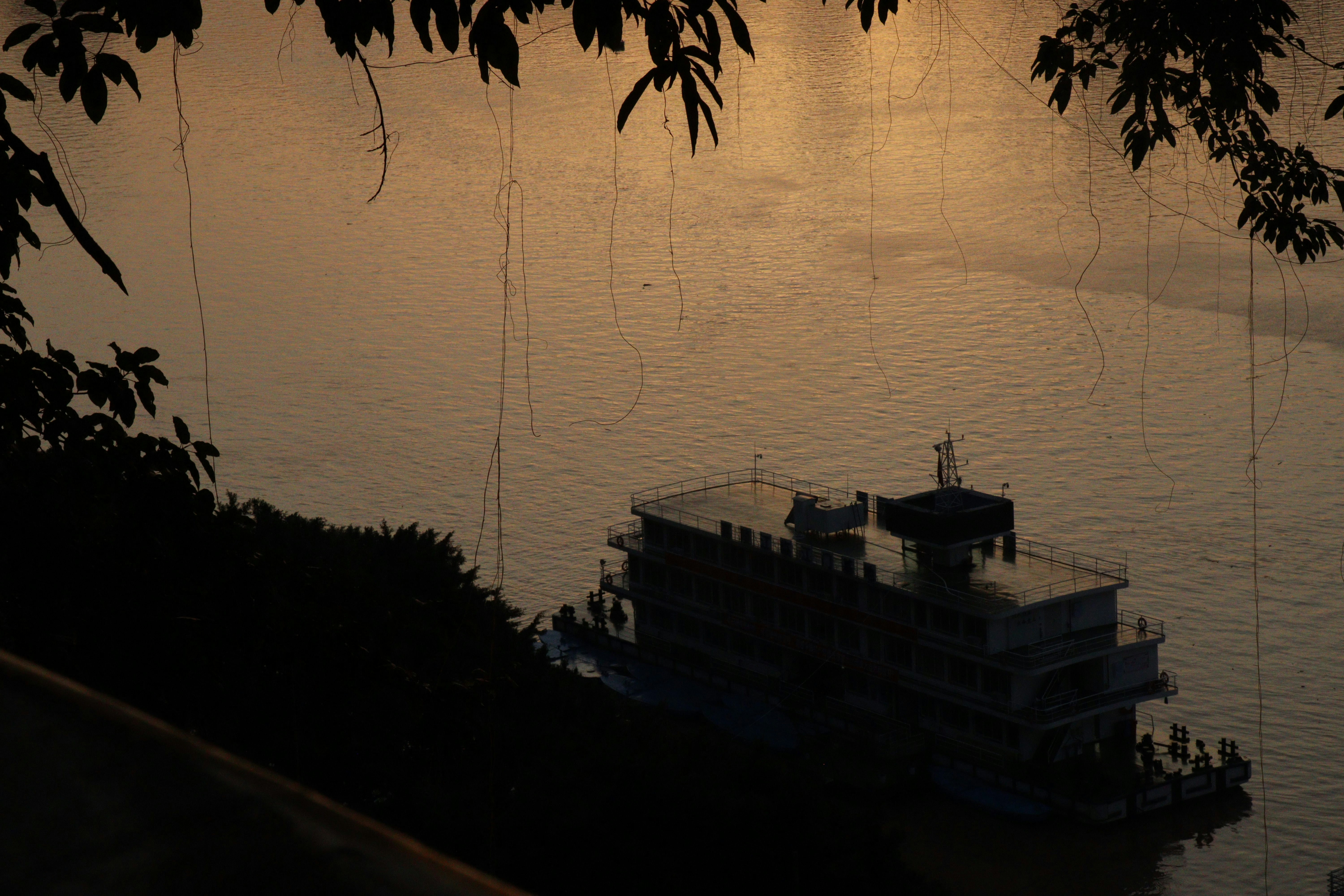 Sunset Veil Over the Docked Vessel