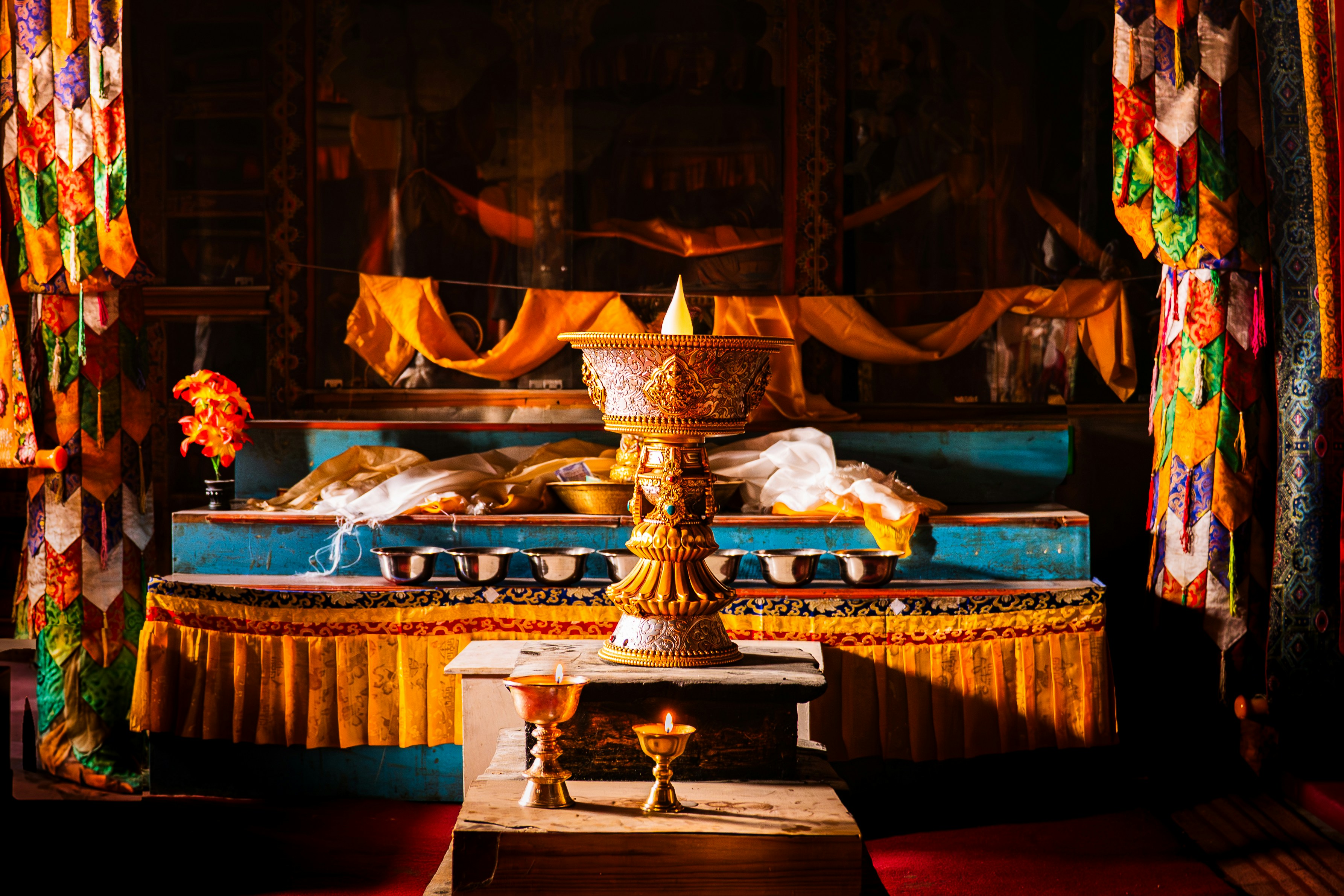 Sacred Flame Beneath the Ornaments: A Himalayan Altar