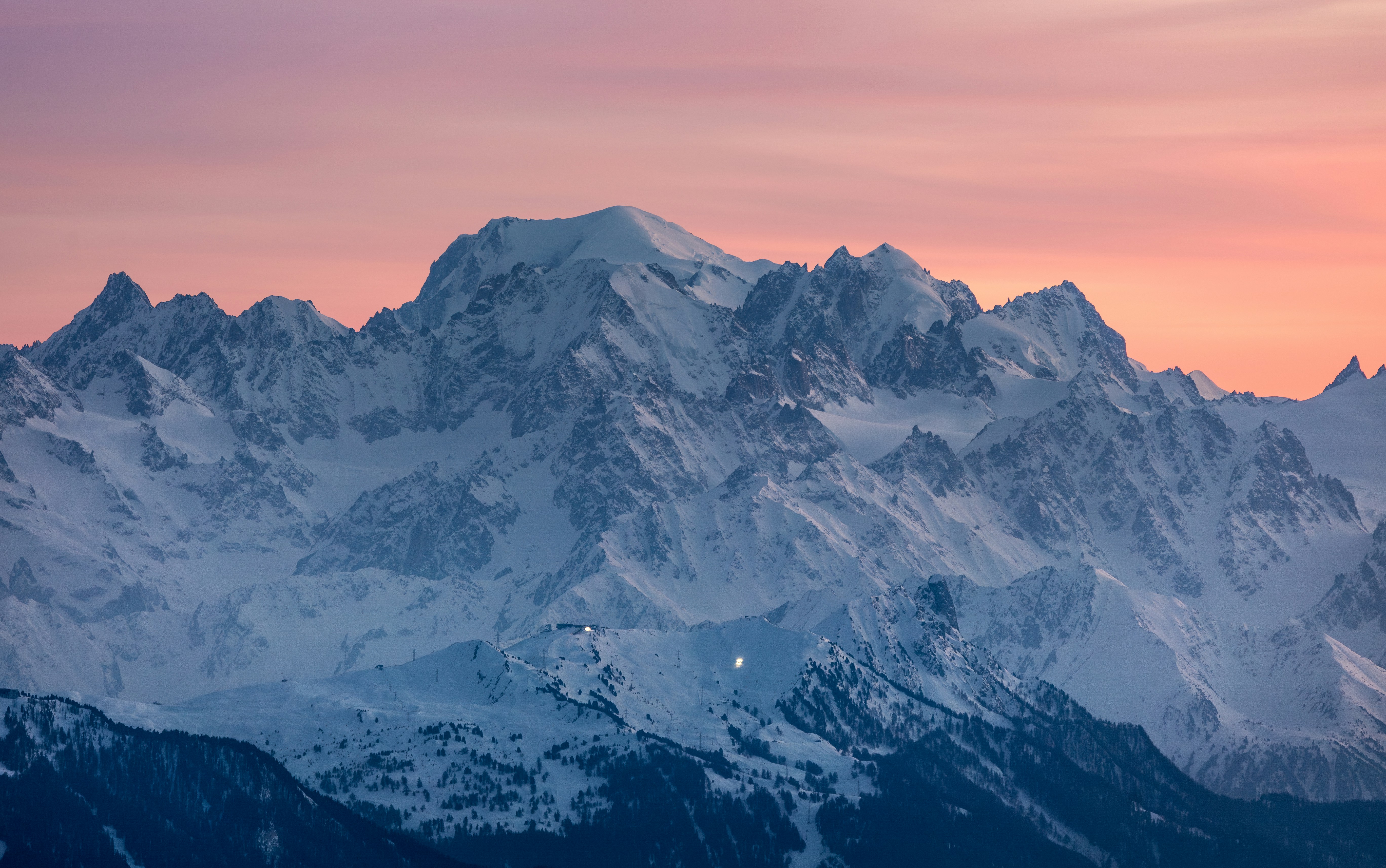 First Light over Snowbound Peaks
