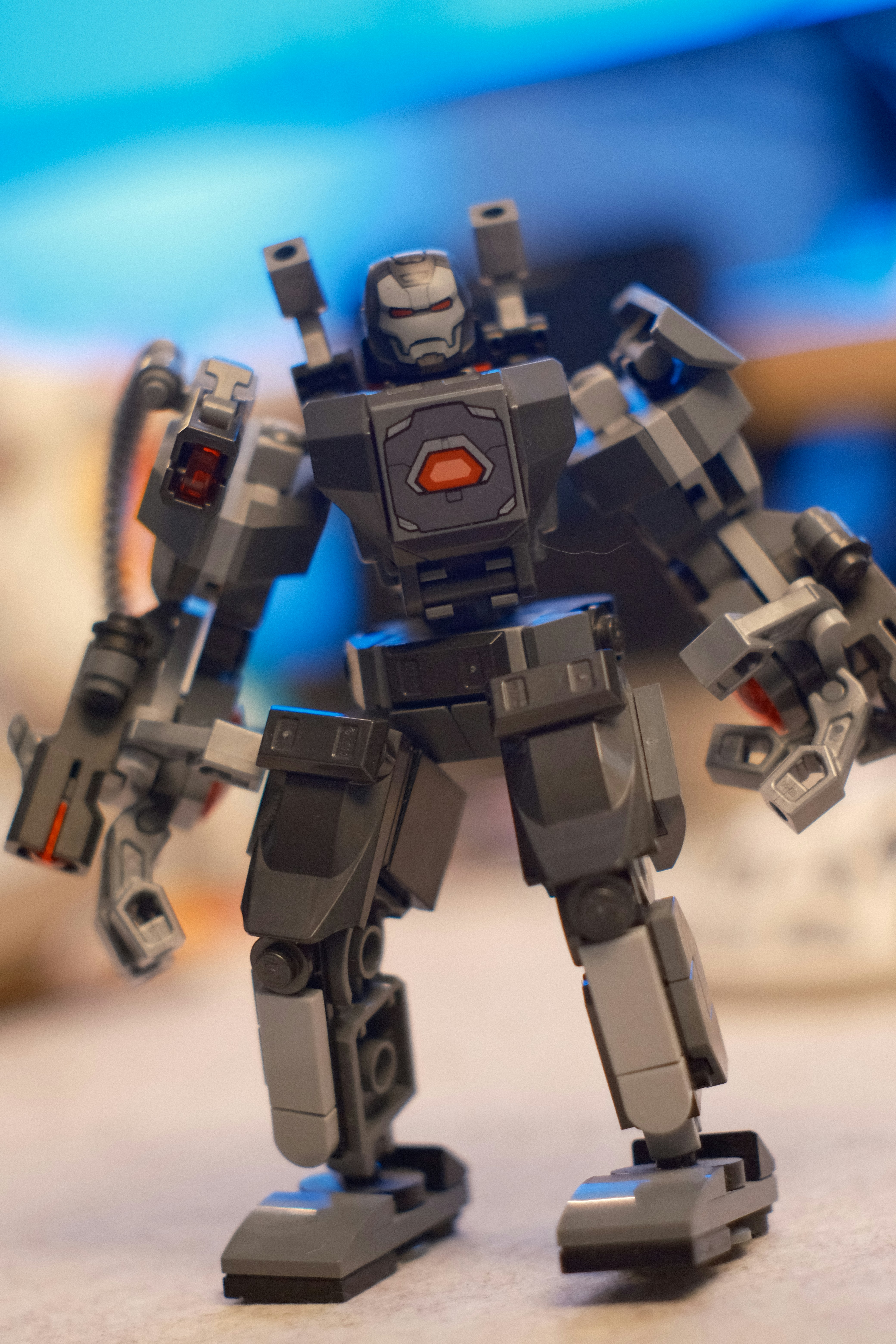 Mechanical Sentinel: Ironclad Walker Stance in Studio Glow