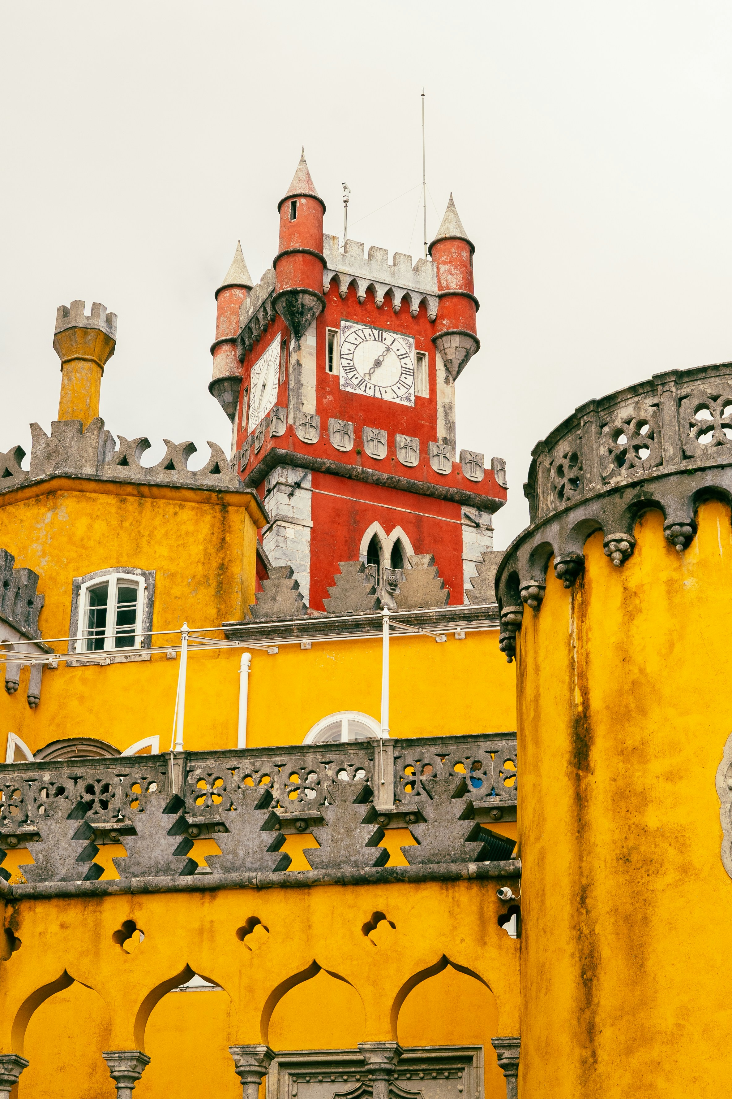 Castle Clocktower in Bright Portuguese Yellow Facade