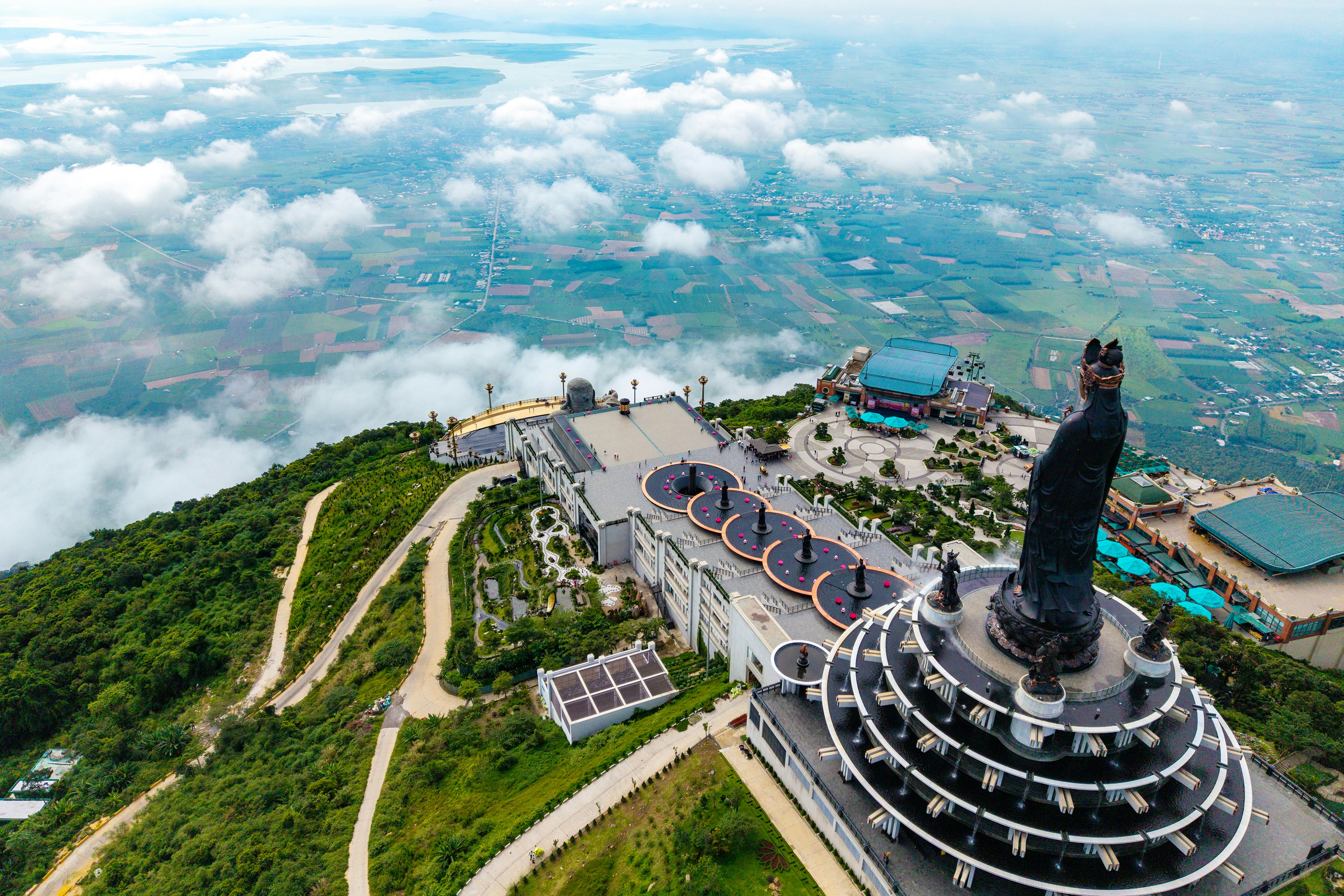 Temple Terraces Crowned by a Monumental Spire: A Drone’s View of Elevation and Horizon