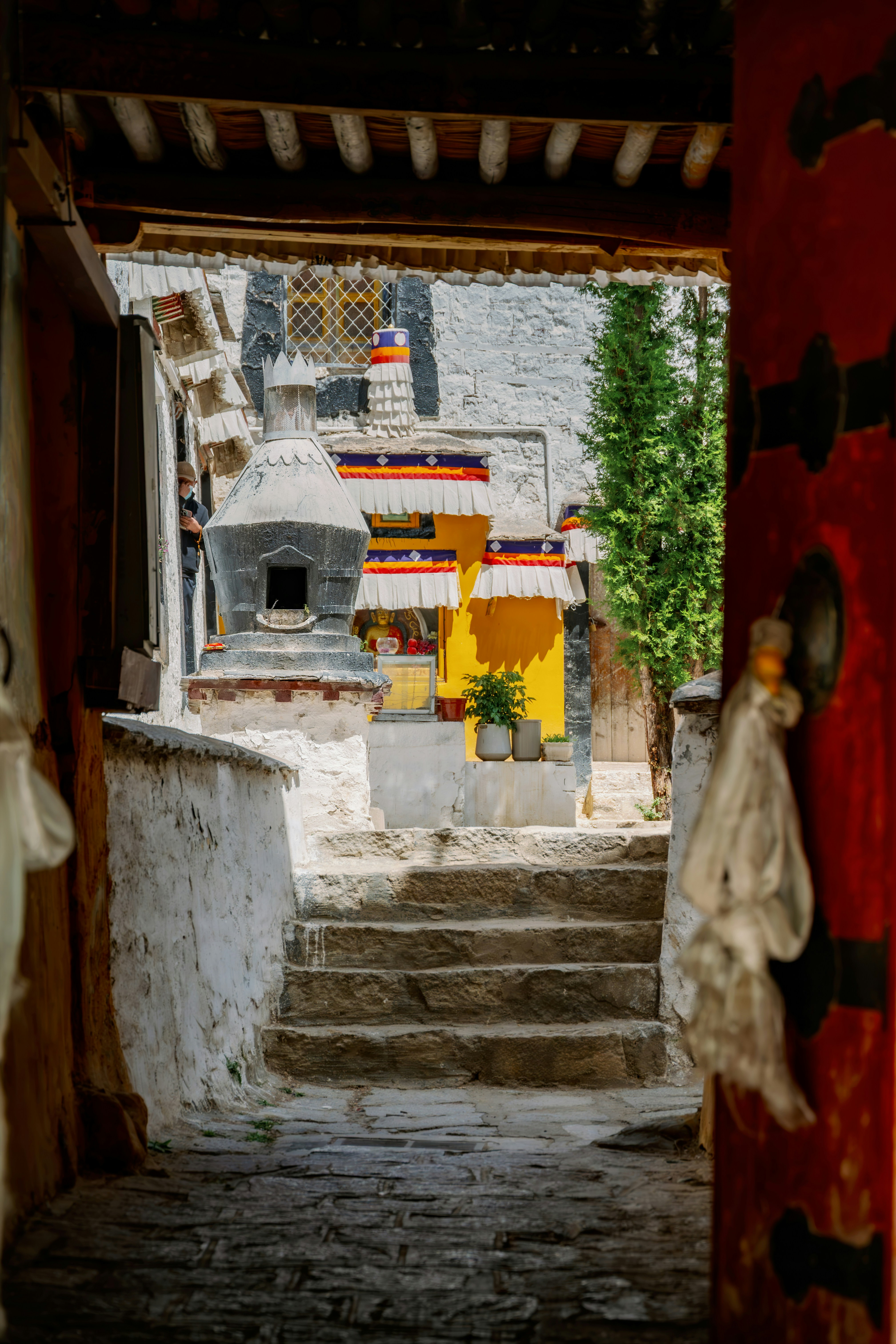 Temple Courtyard Through a Historic Alley