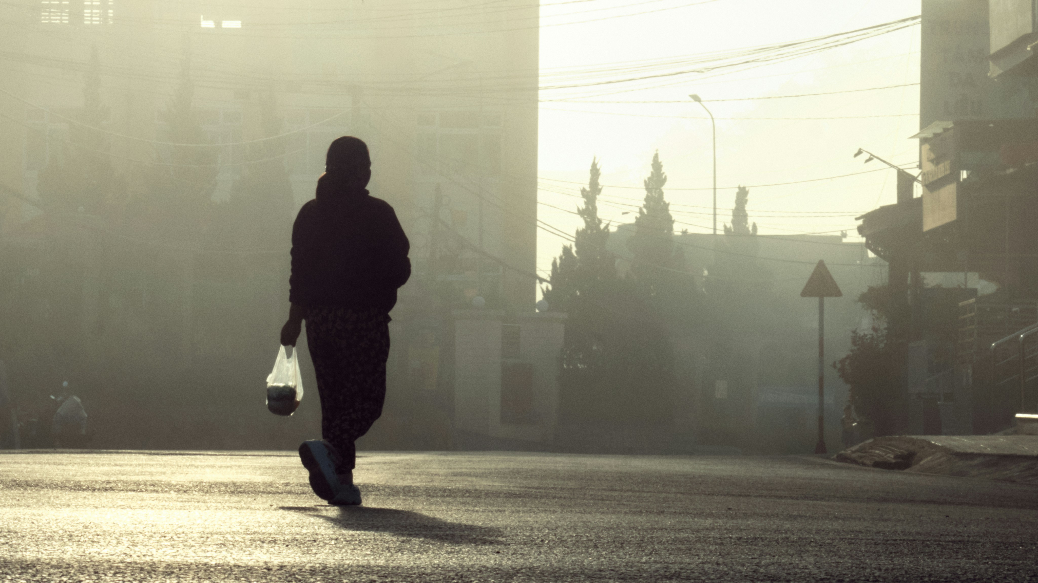 Silhouette Crossing: A Quiet Dawn on an Empty Street