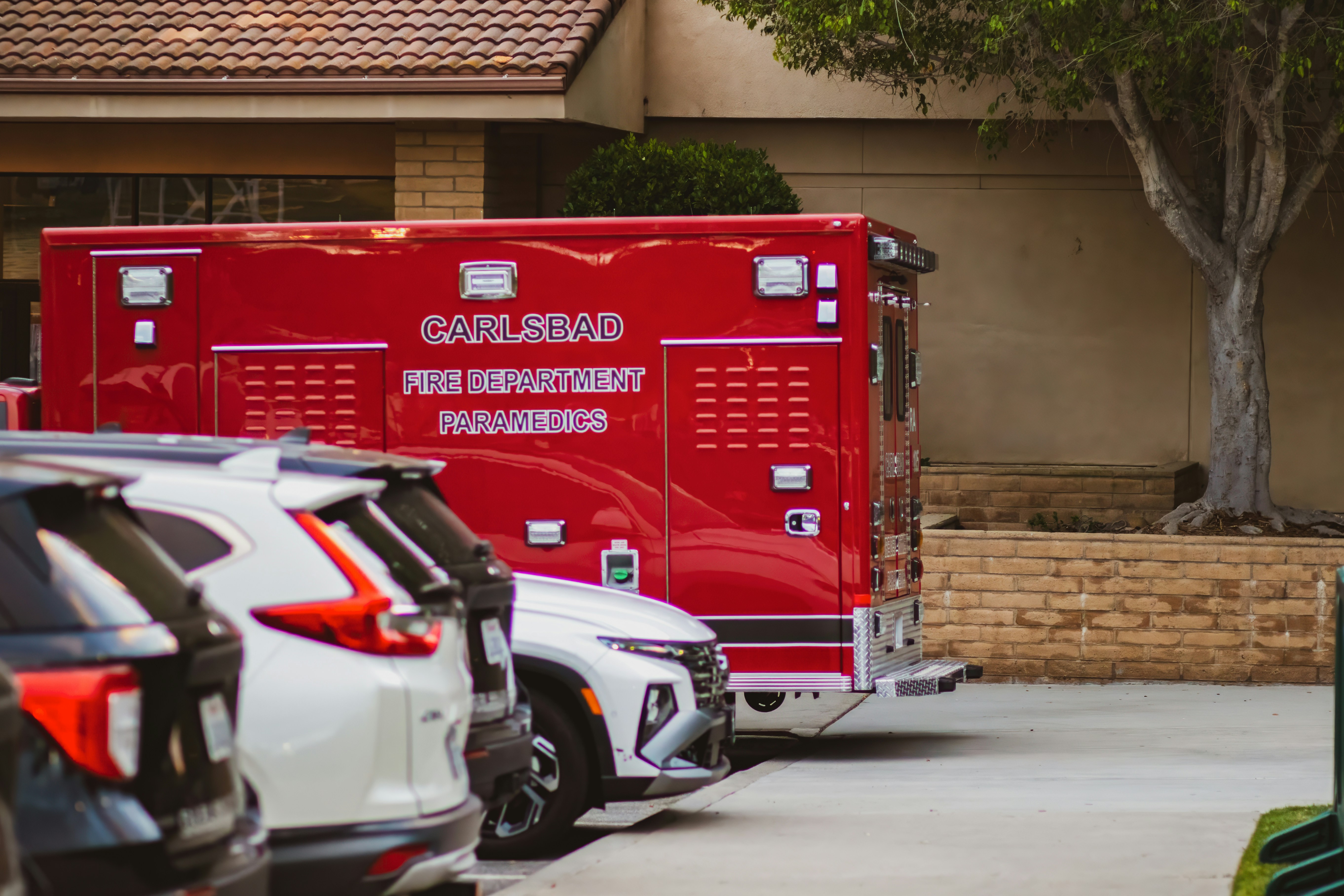Red Rapid: Fire Engine at a Quiet Parking Lot