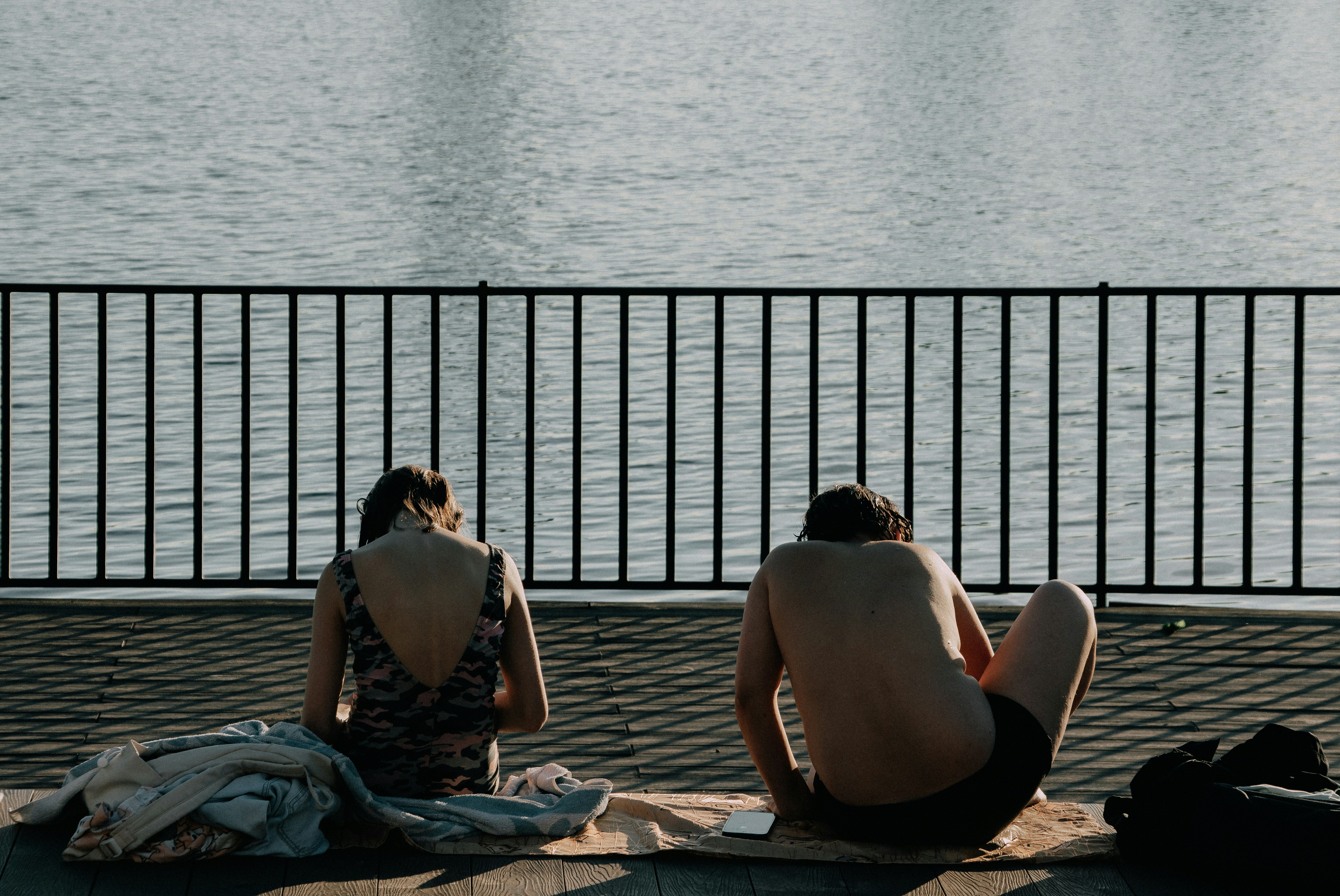 Sunlit Grounded Pause by the Riverfront