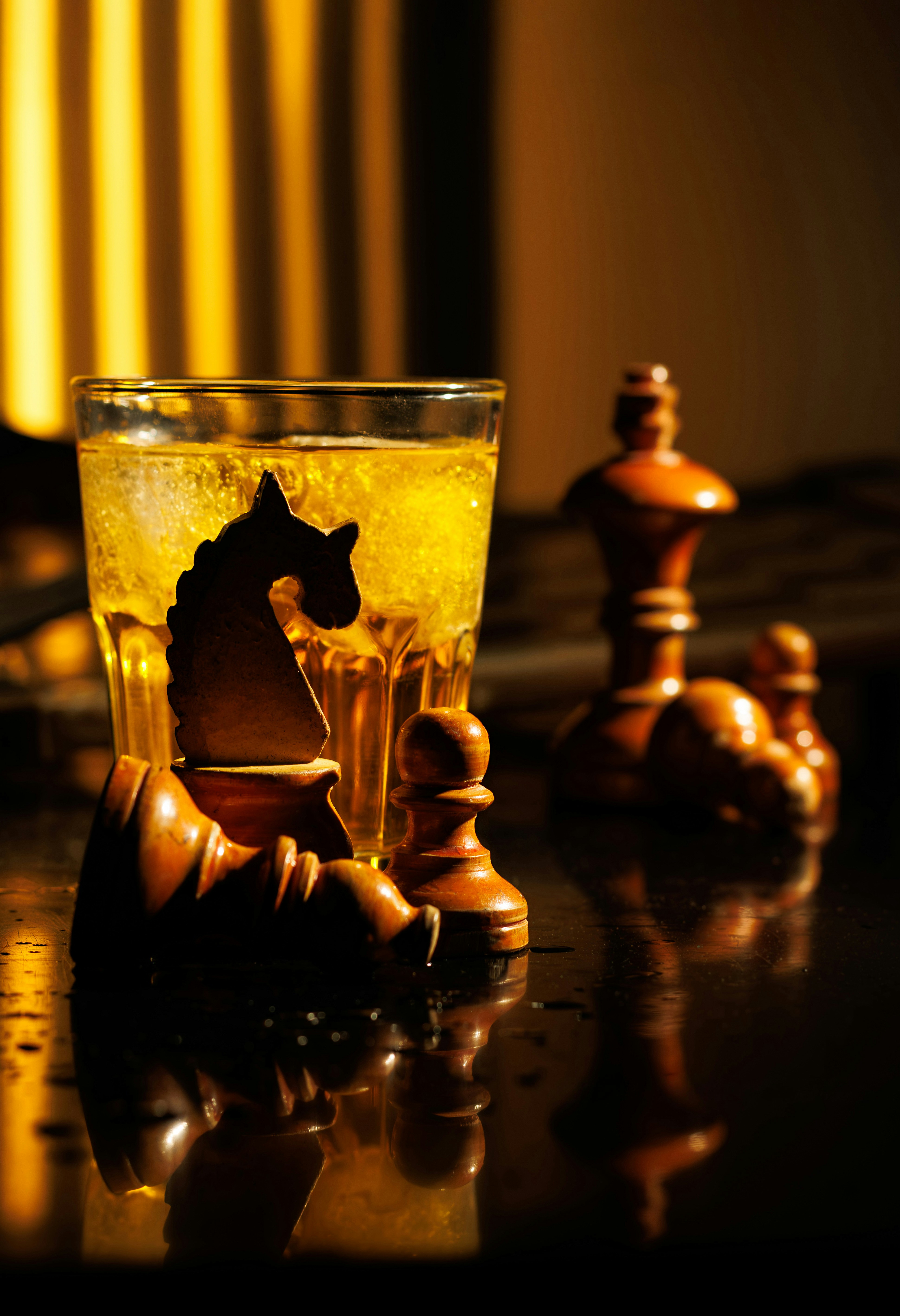 Golden Gambit: A Chessboard of Illumination by a Glass