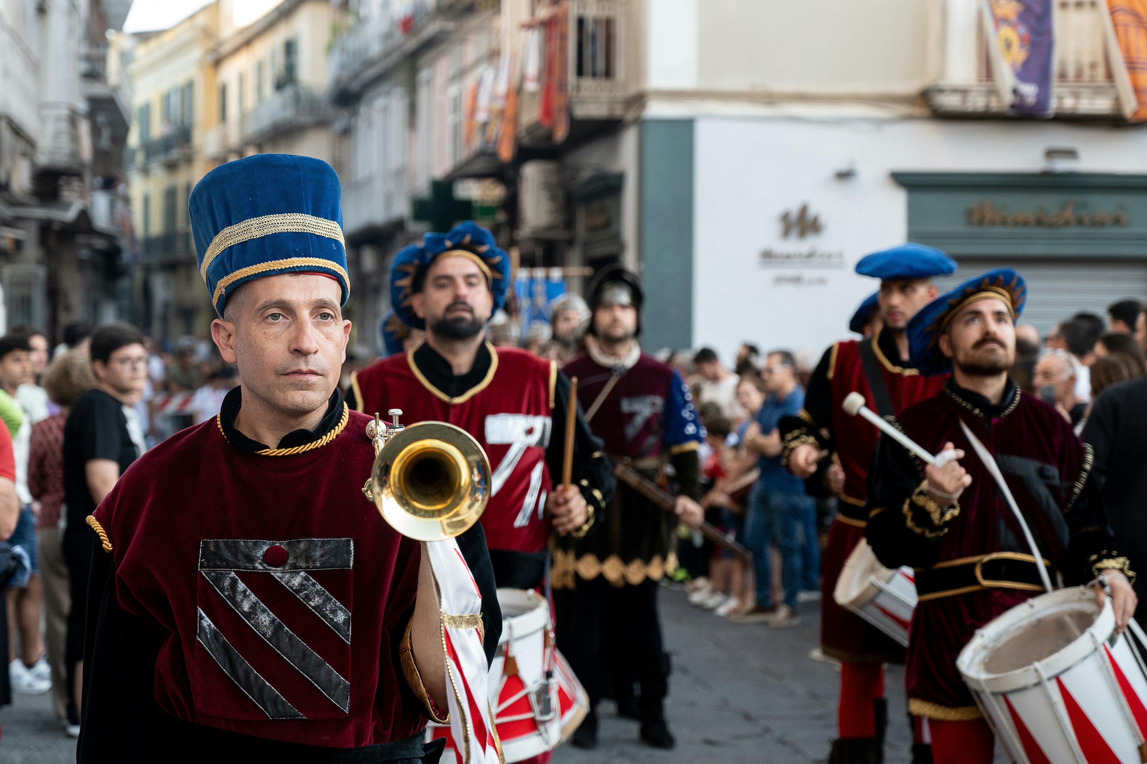 Brass Parade in a Narrow Street