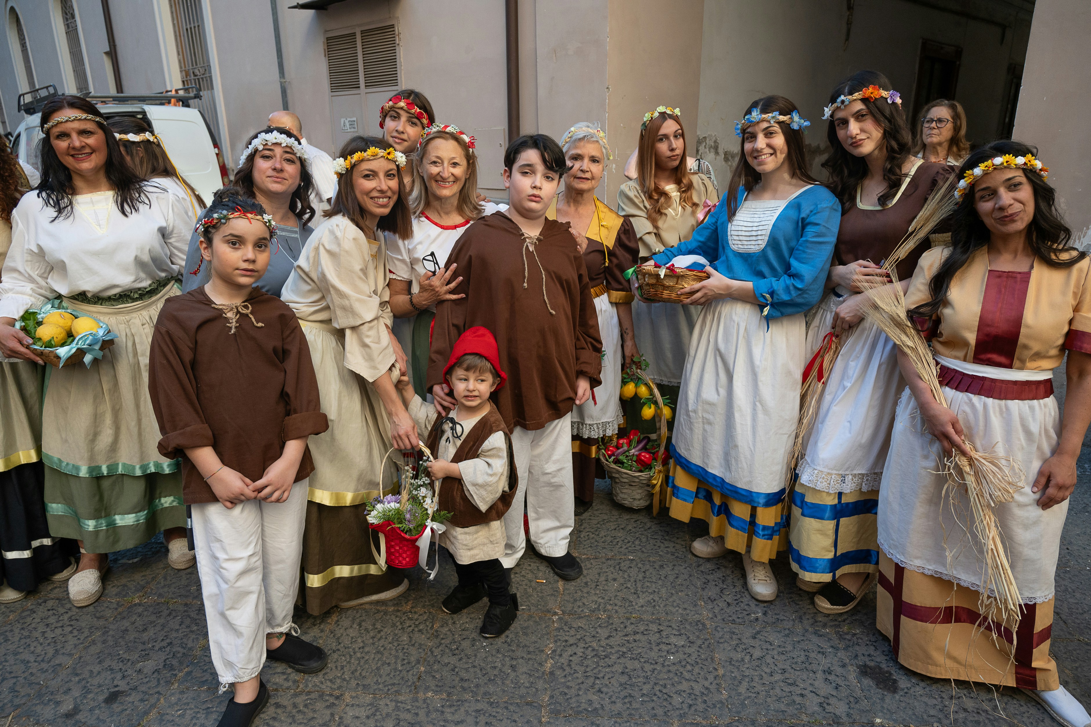 Heritage of Harvest: A Circle of Costumed Friends in a Street Celebration