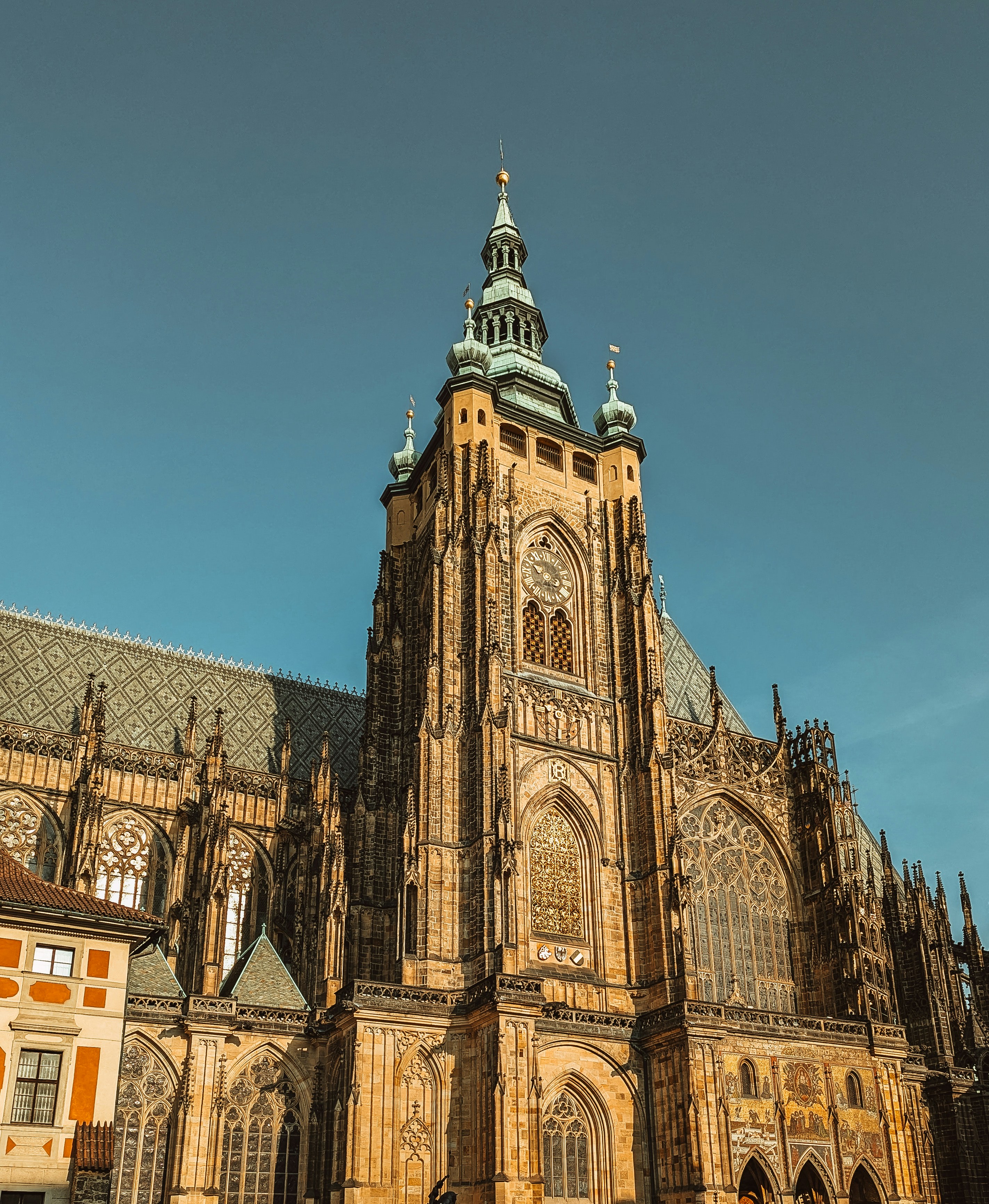 Gothic Cathedral Tower Rises Against Clear Derby Sky
