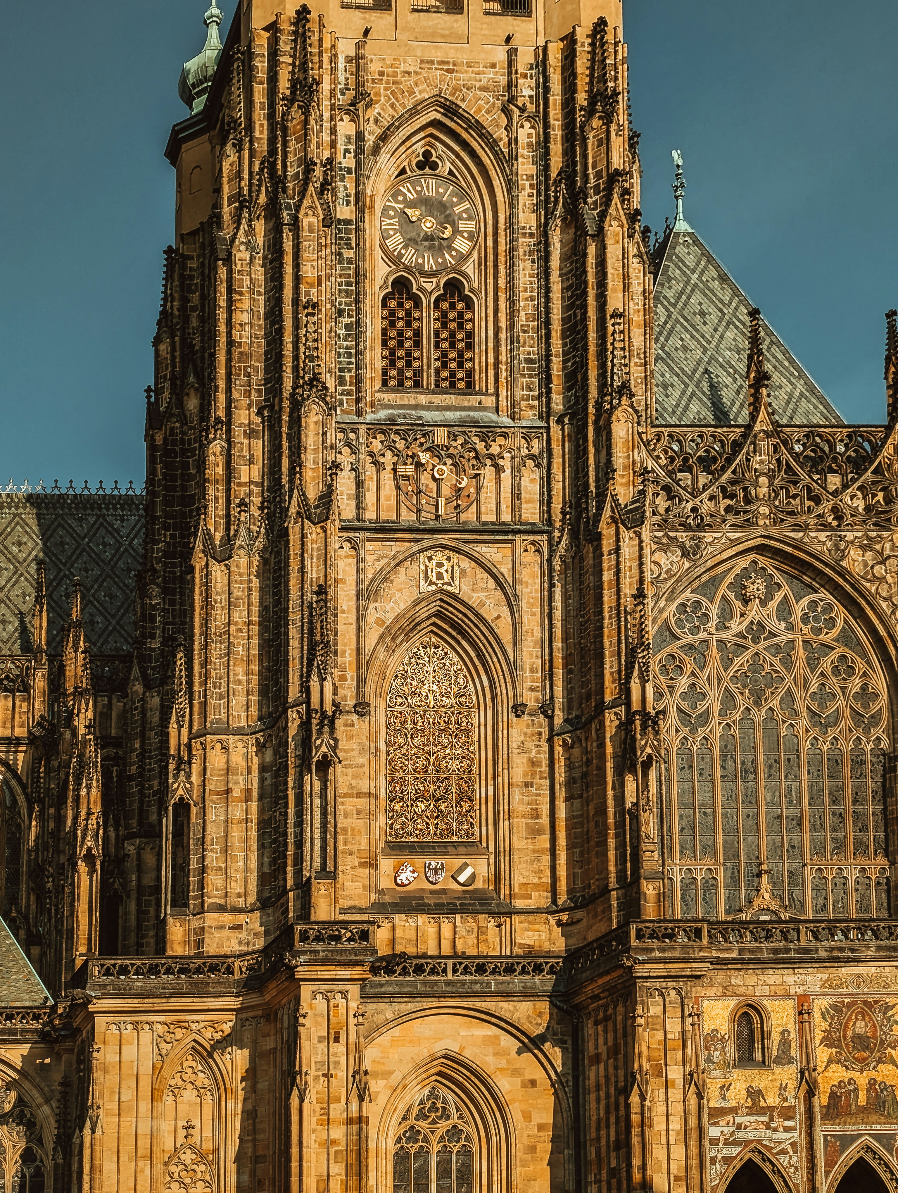 Gothic Cathedral Facade in Golden Hour Light