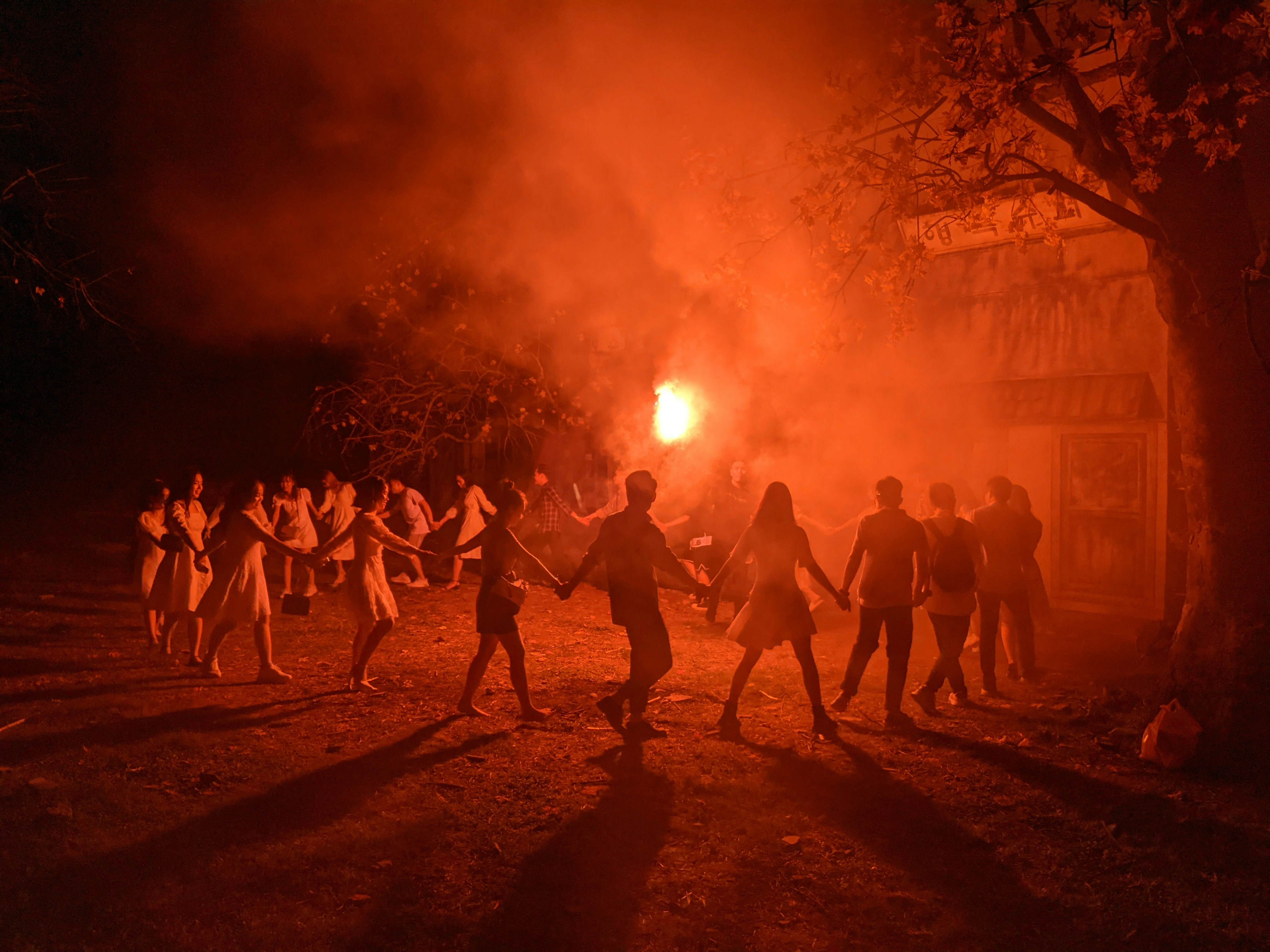 Circle of Firelight: Night Dance in a Park