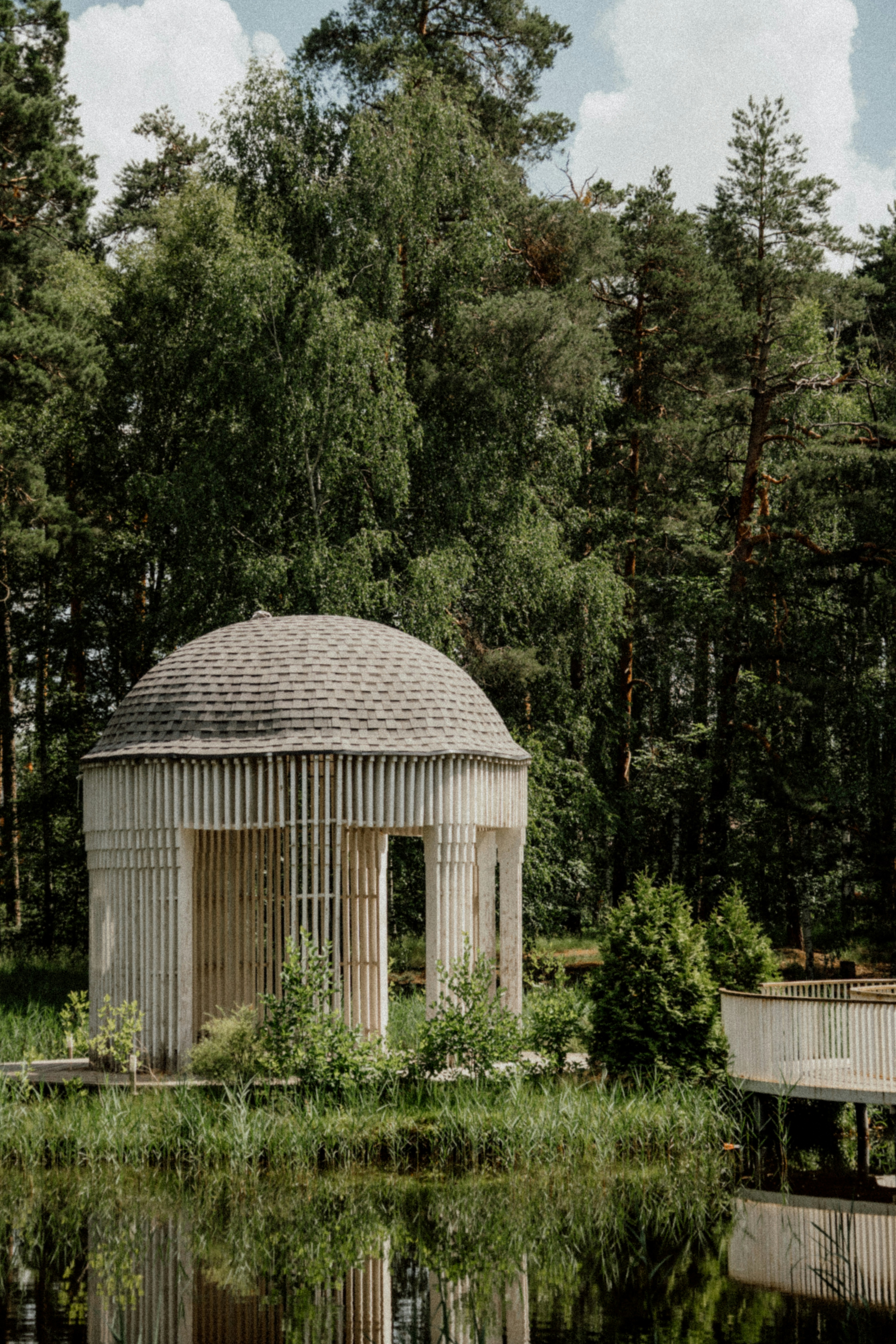 Concrete Gazebo in the Woodland Pool